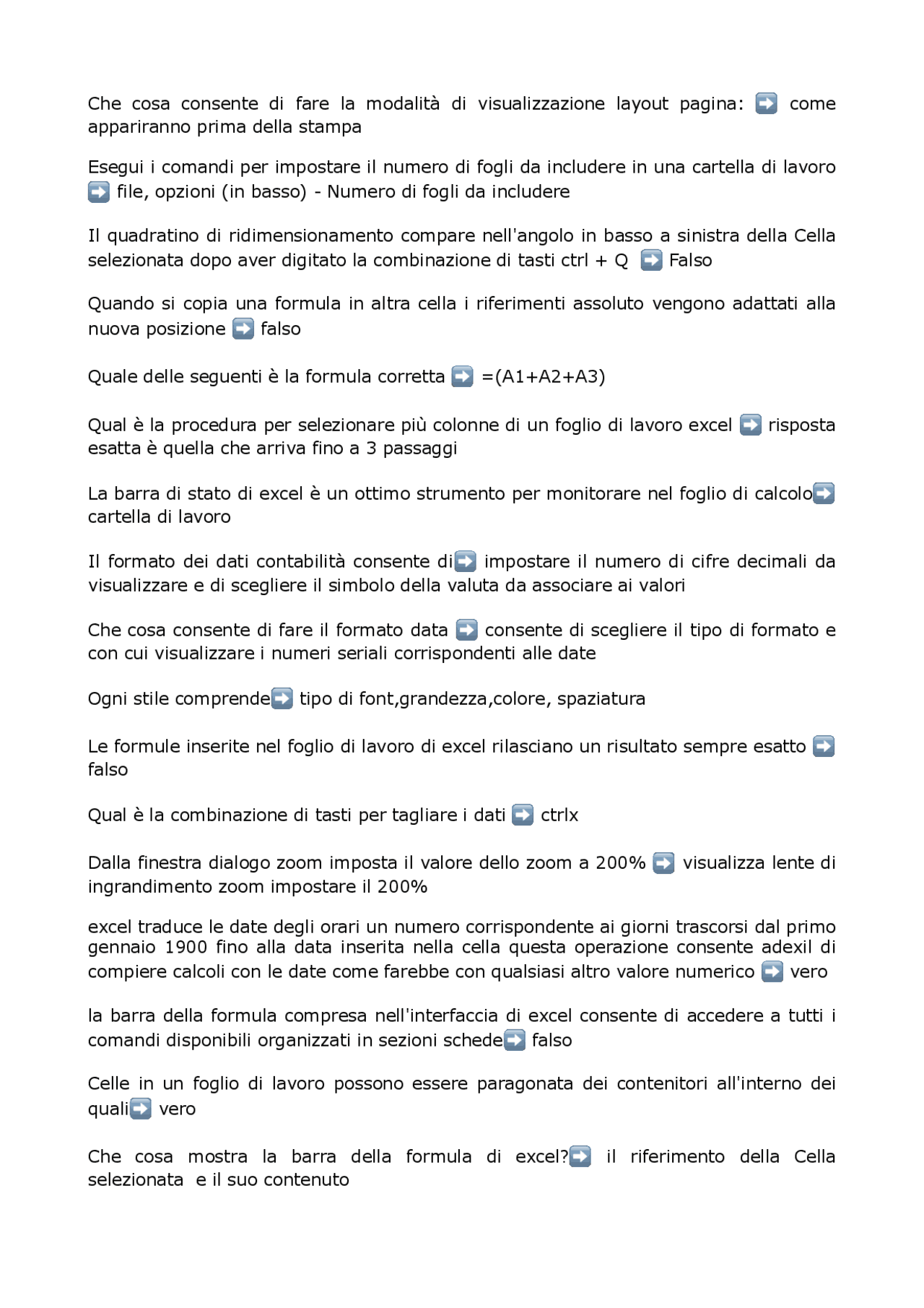 Domande Eipass Excel Panieri Di Computer Science Docsity