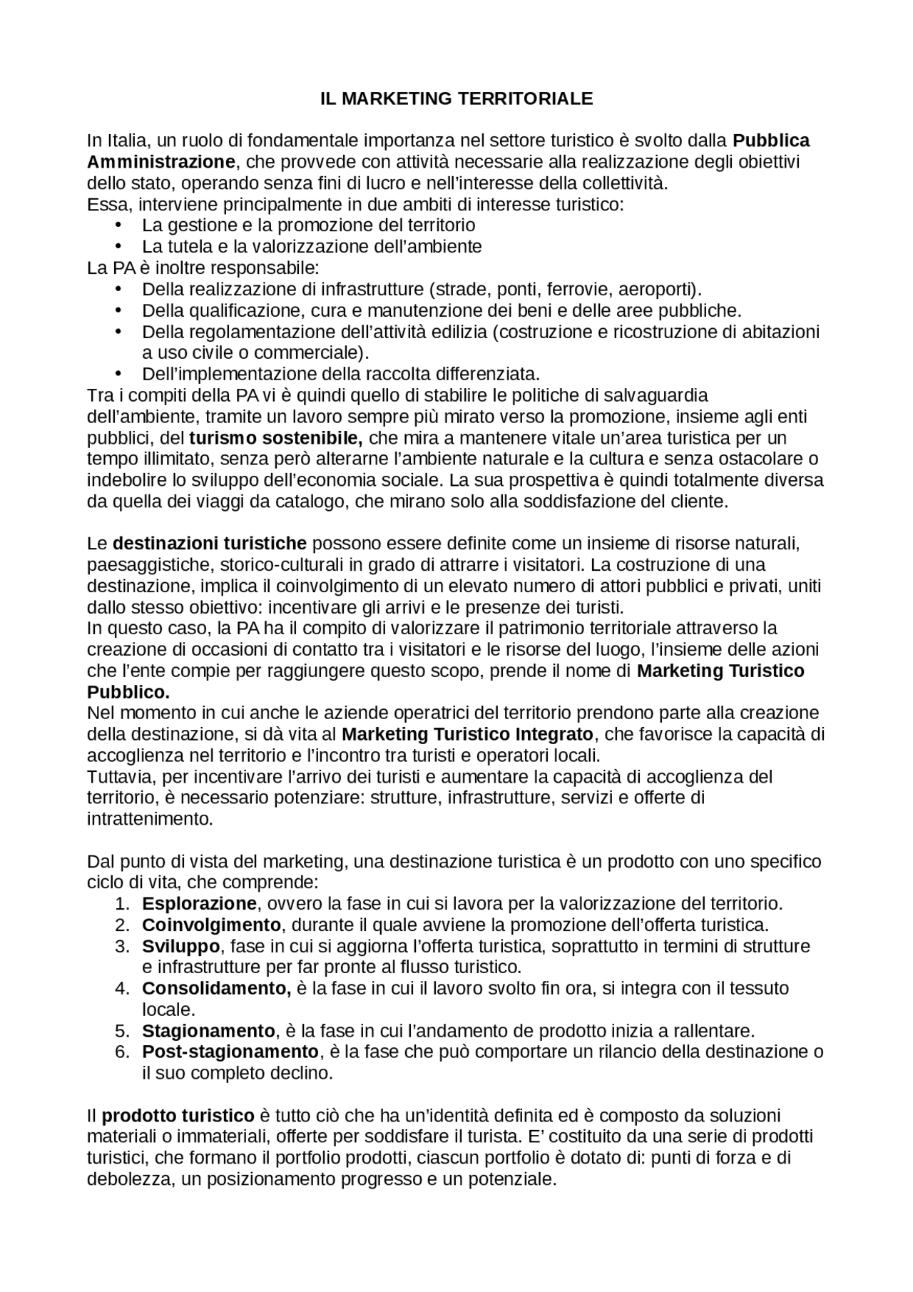 Marketing Territoriale Riassunto Docsity