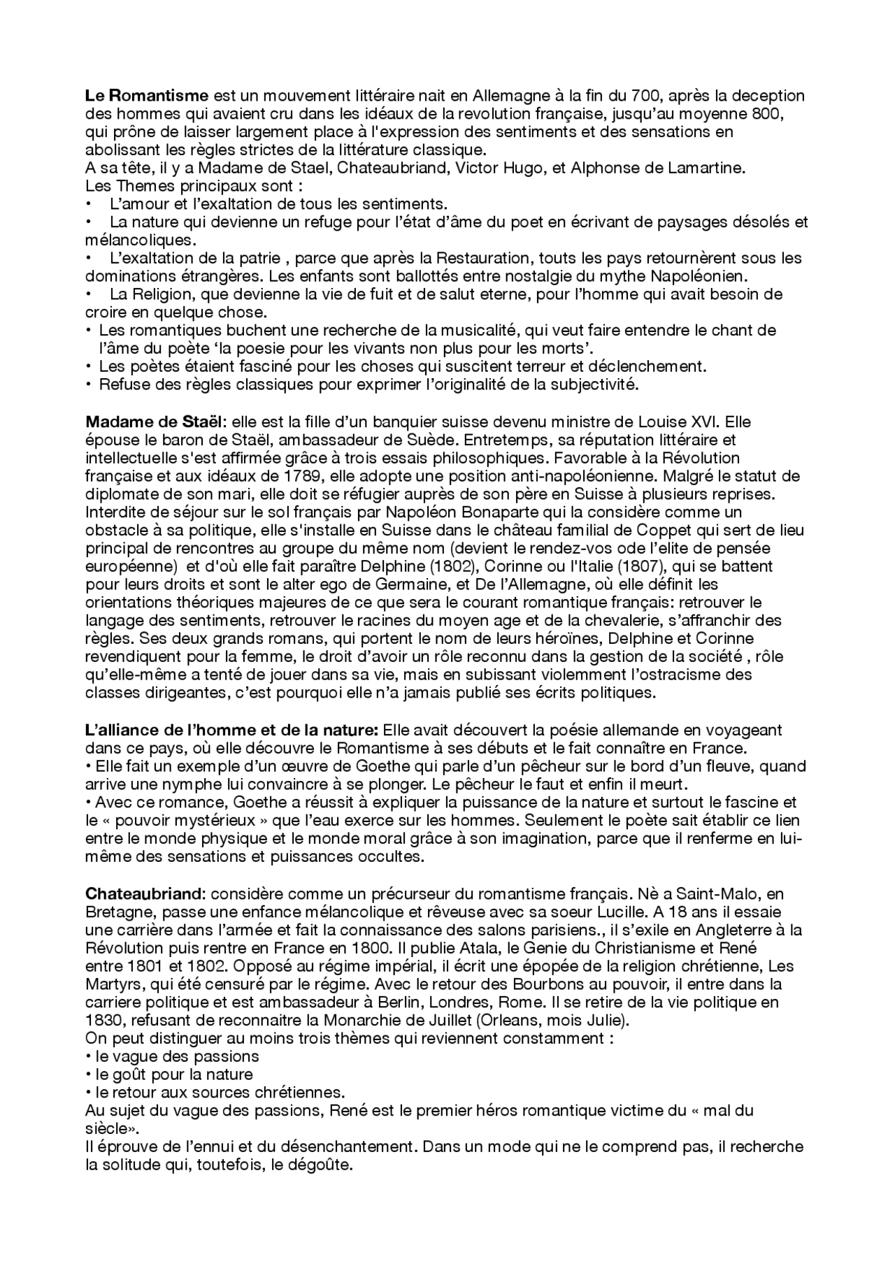 Chateaubriand De Stael Docsity