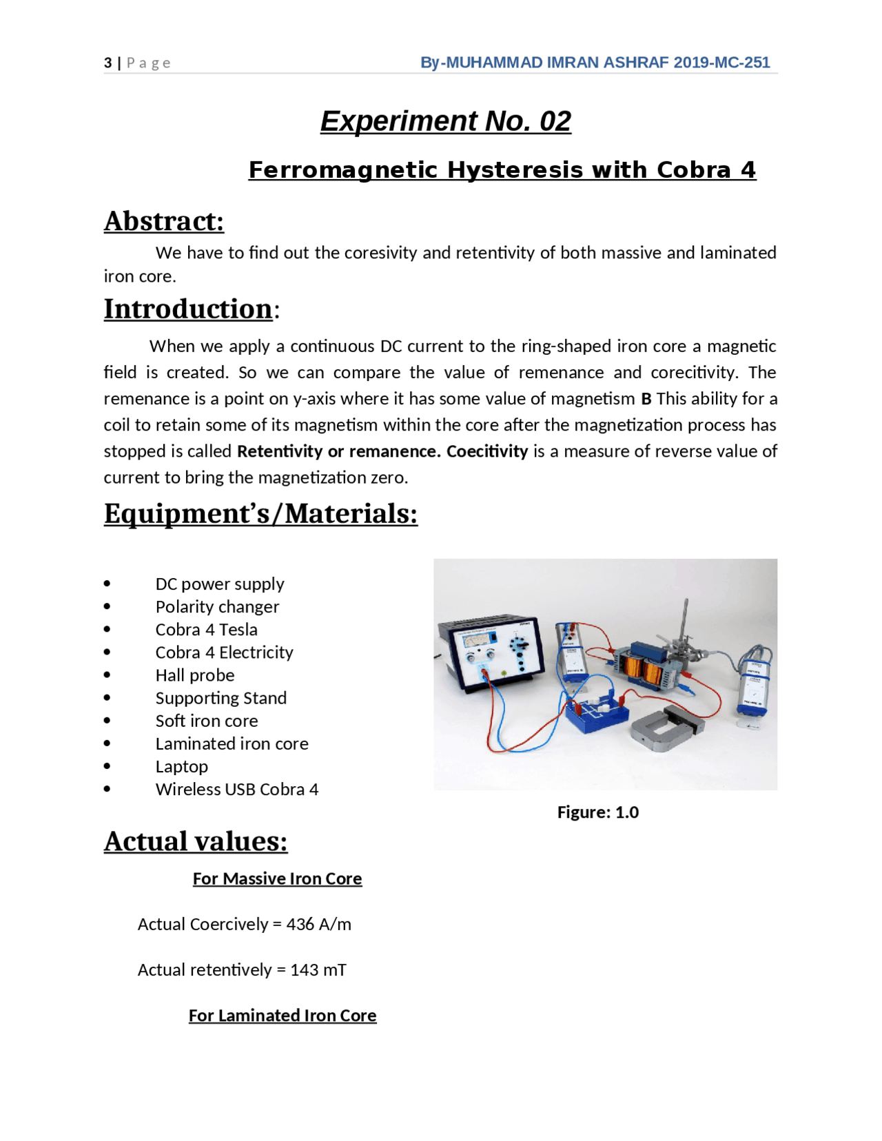 Applied Physics Lab Manuals For Hysterisi Loss Docsity