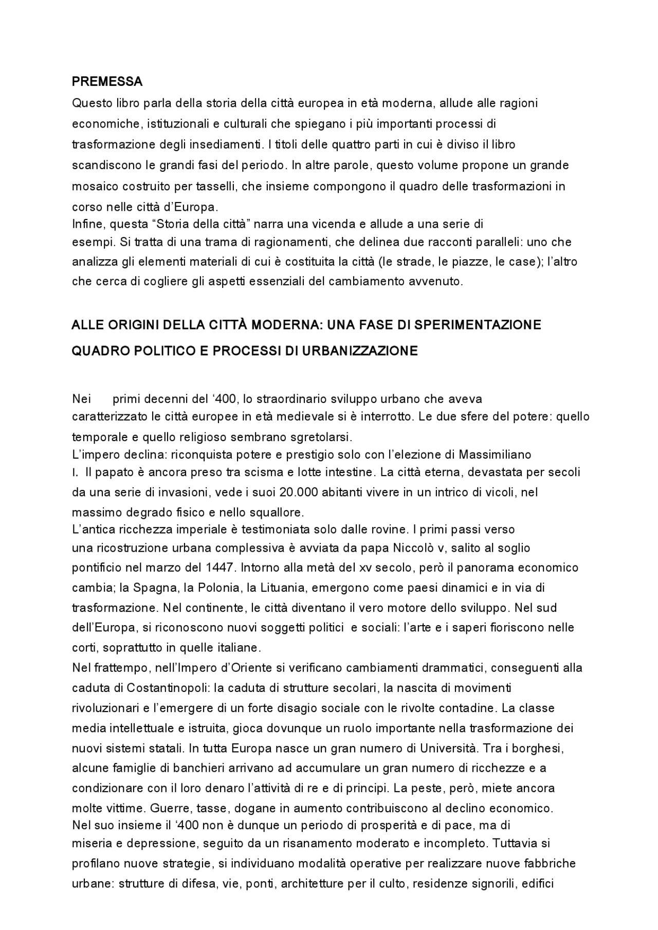 Storia della Città - L'età Moderna - Donatella Calabi - Docsity