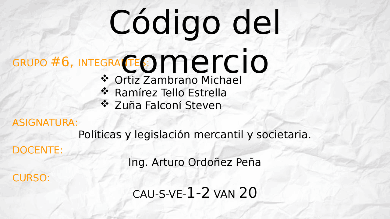 Código del comercio | Transcripciones de Política Económica | Docsity