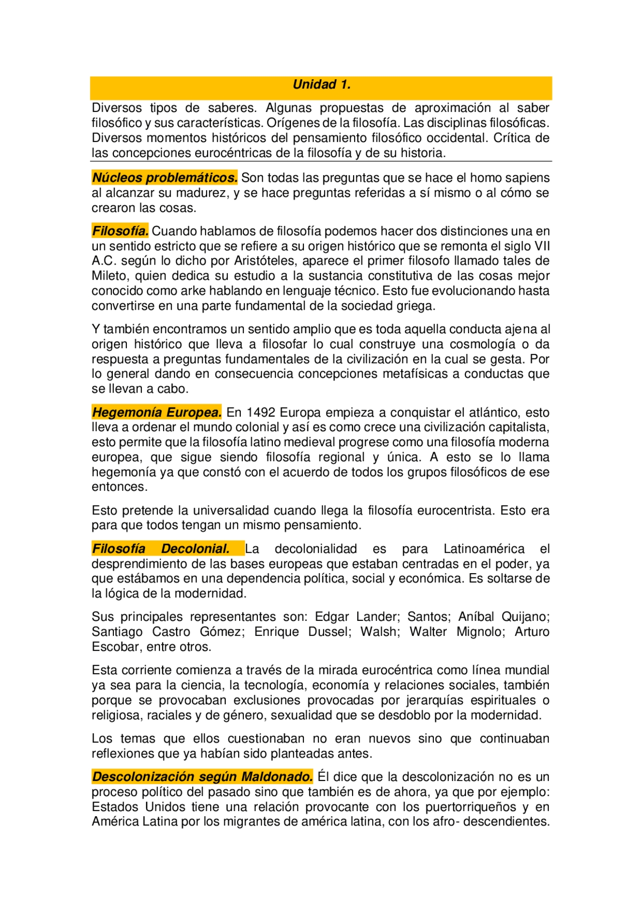 Resumen De Filosofía Docsity