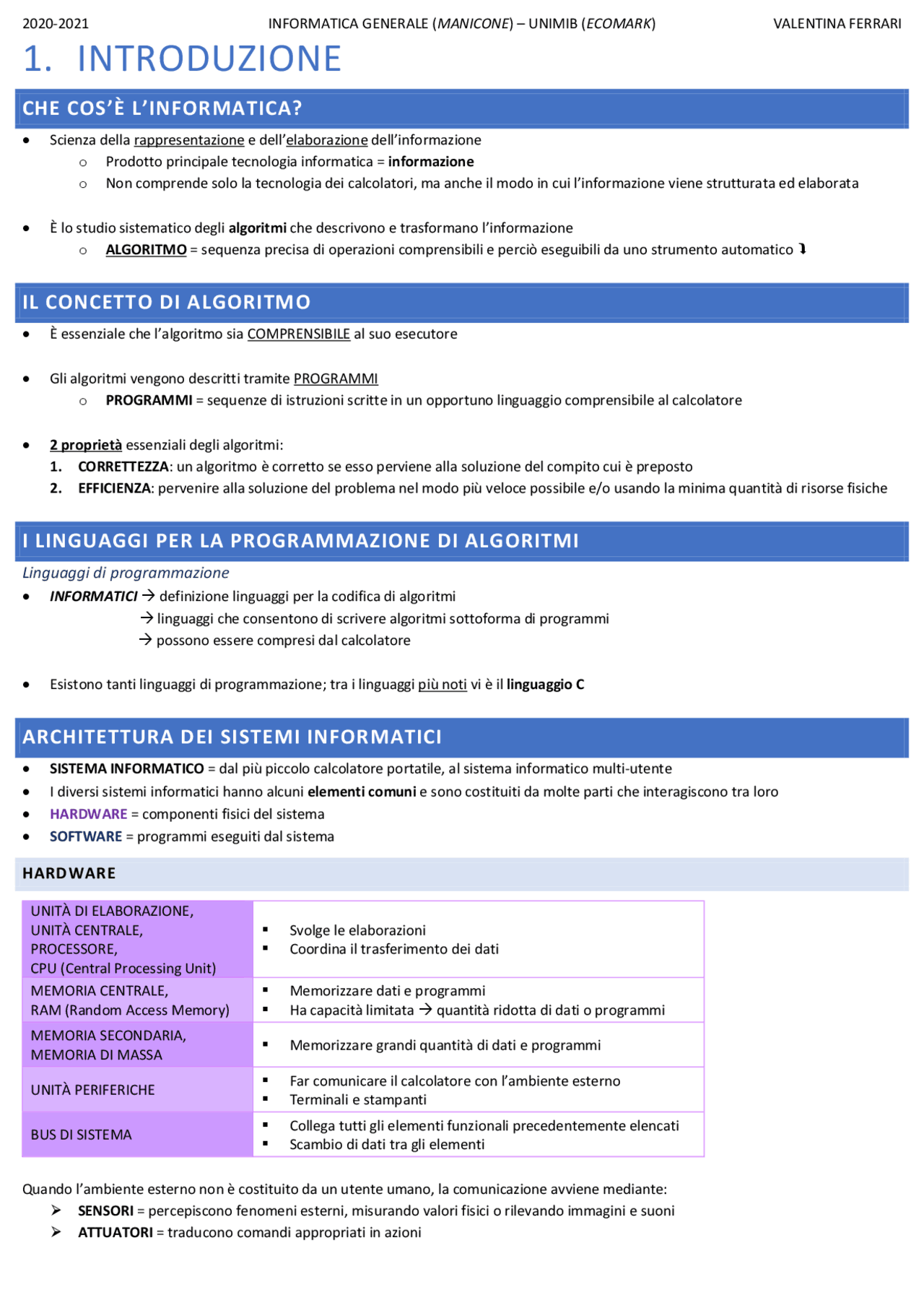 Informatica Generale Ecomark Unimib Docsity