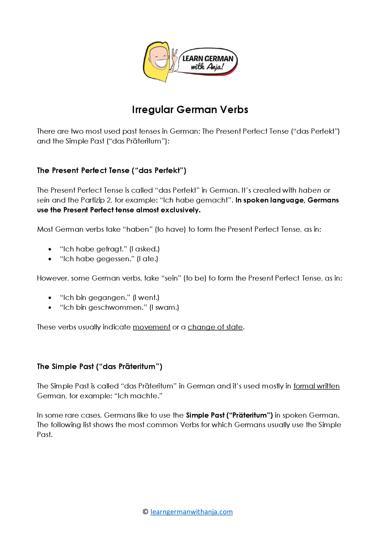 Regole Di Grammatica Tedesca Notes De Allemand Docsity