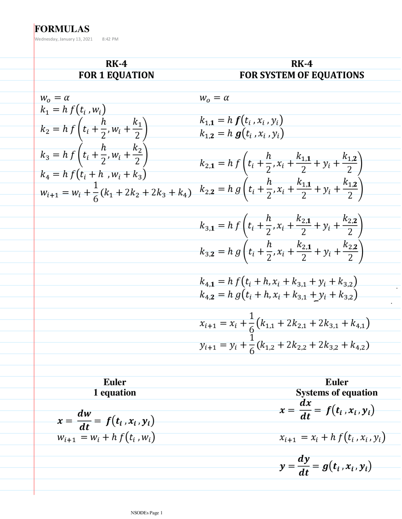 Numerical Solutions Of Odes Docsity