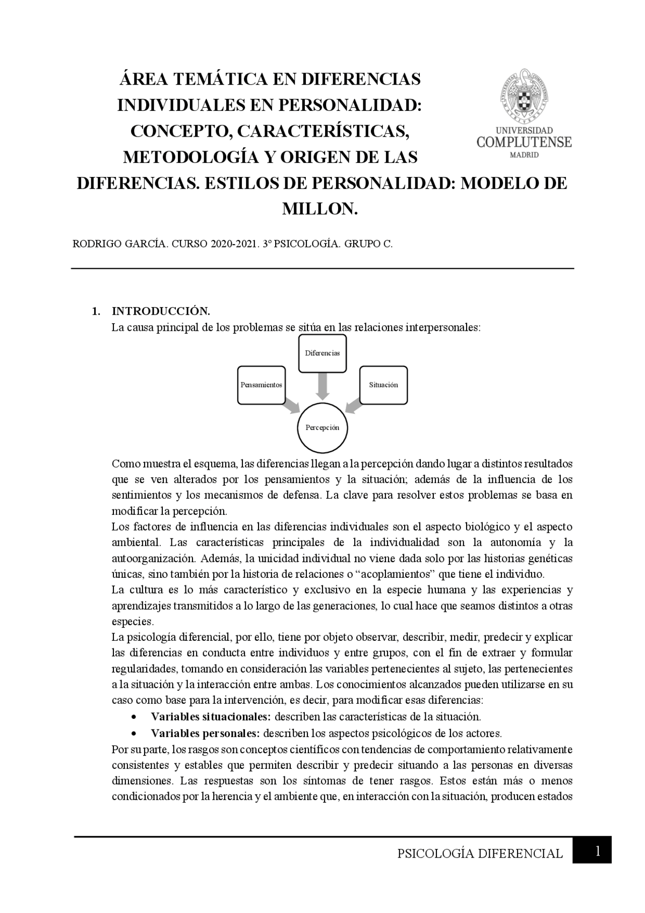 APUNTES PSICOLOGÍA DIFERENCIAL - Docsity
