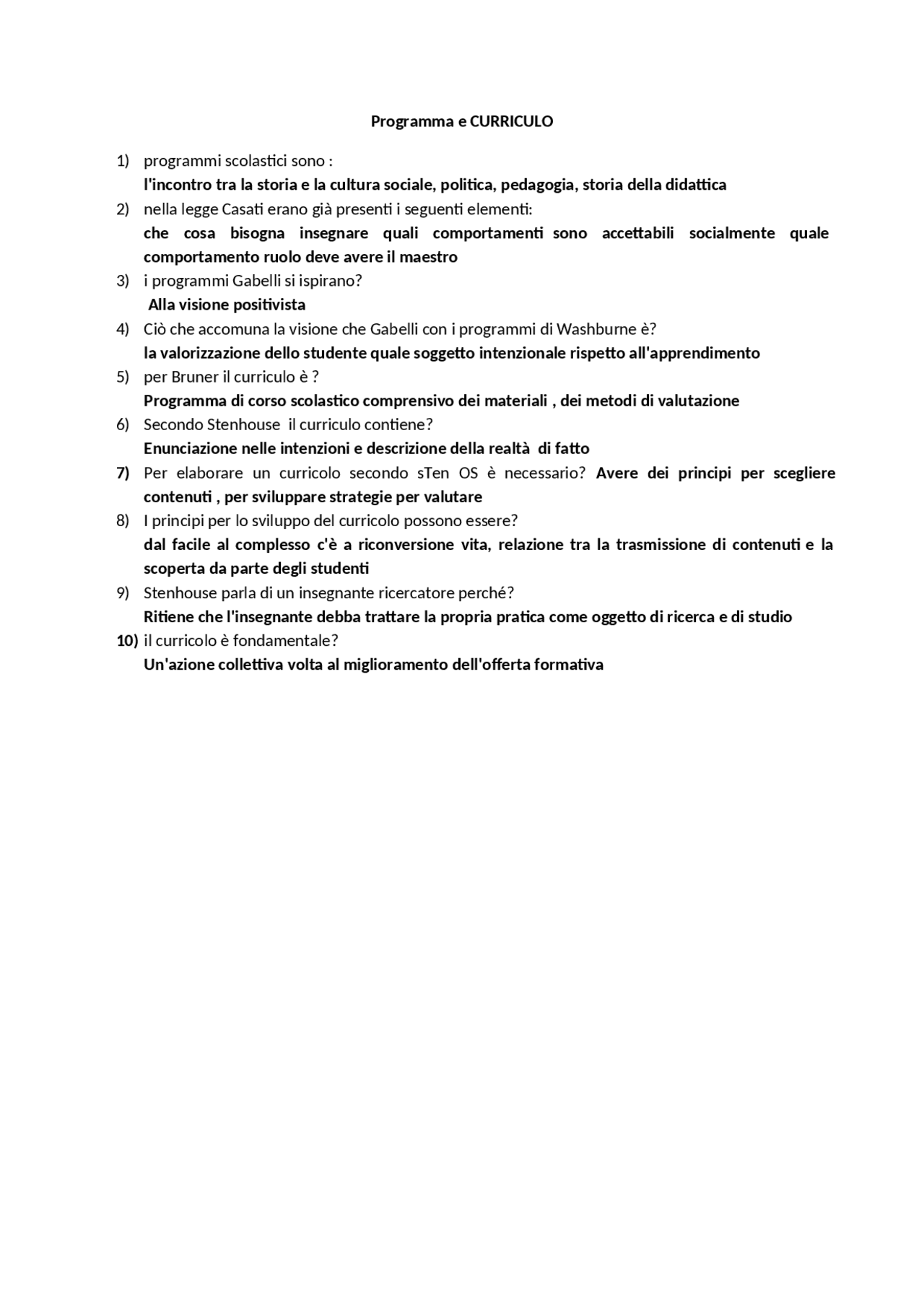 6 Programma e curricolo - Docsity