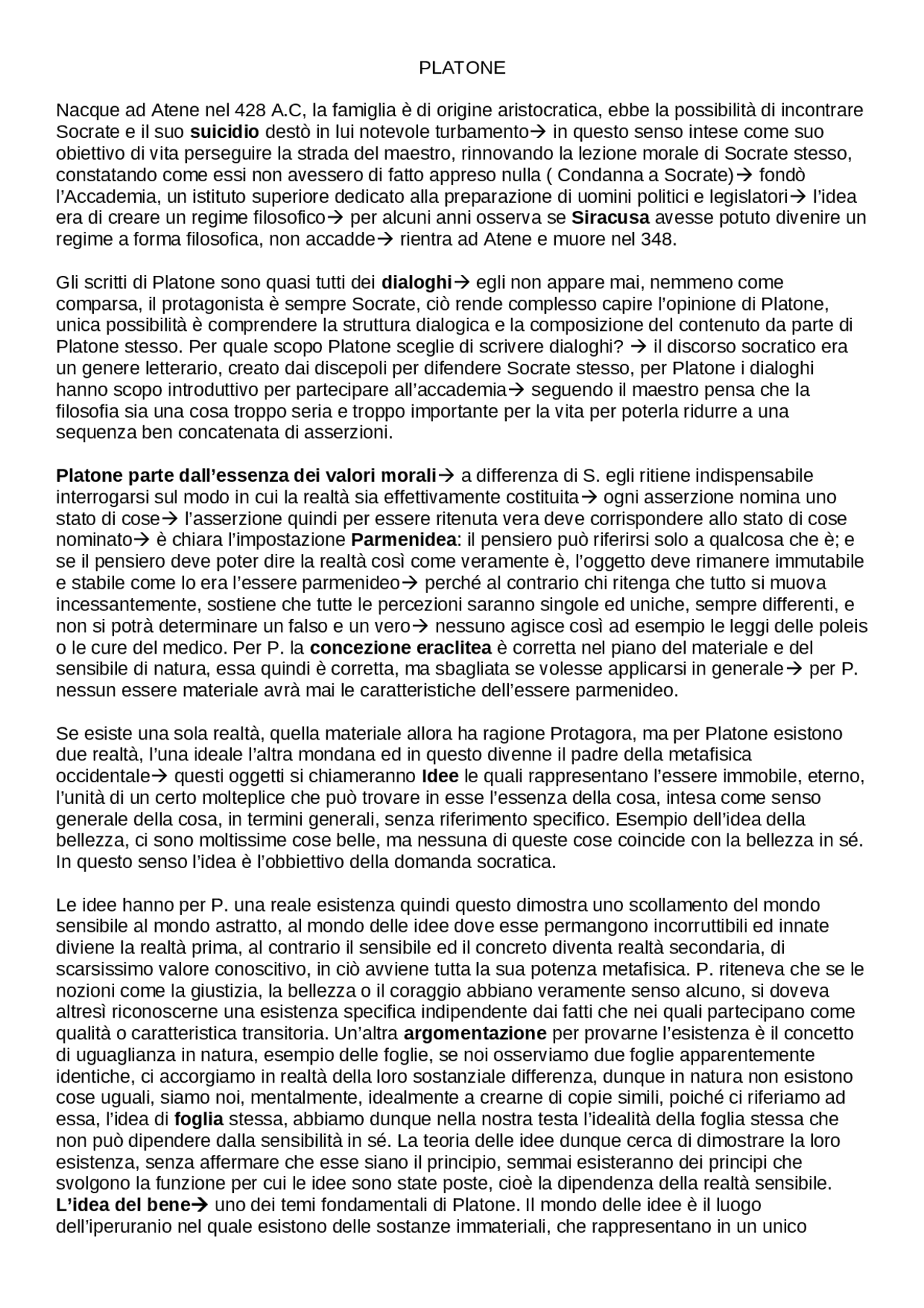 Platone E La Sua Vita Docsity