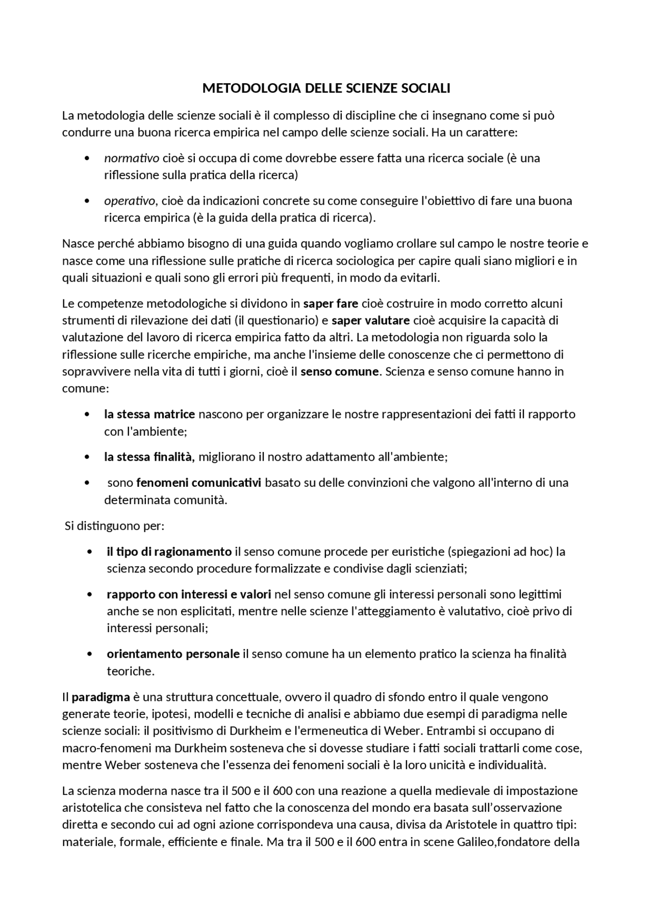 C Meraviglia Metodologia Delle Scienze Sociali Docsity