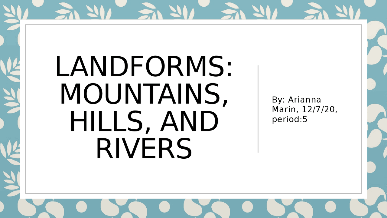 Science landform project - Docsity