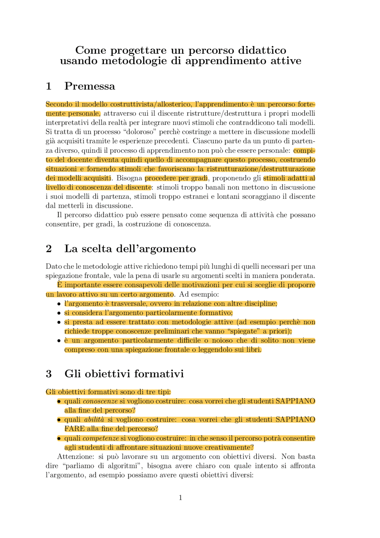 Progettazione Didattica Docsity