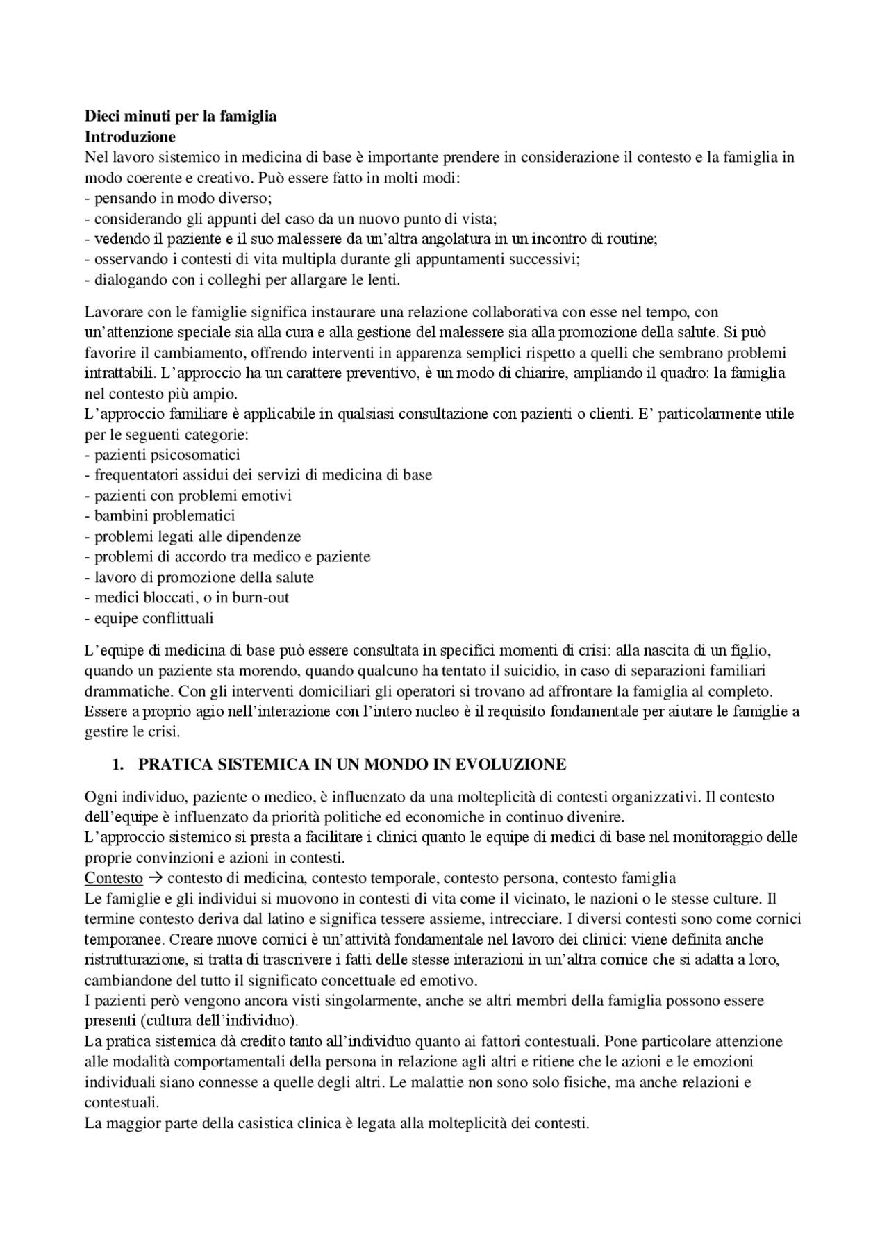 Dieci Minuti Per La Famiglia Docsity