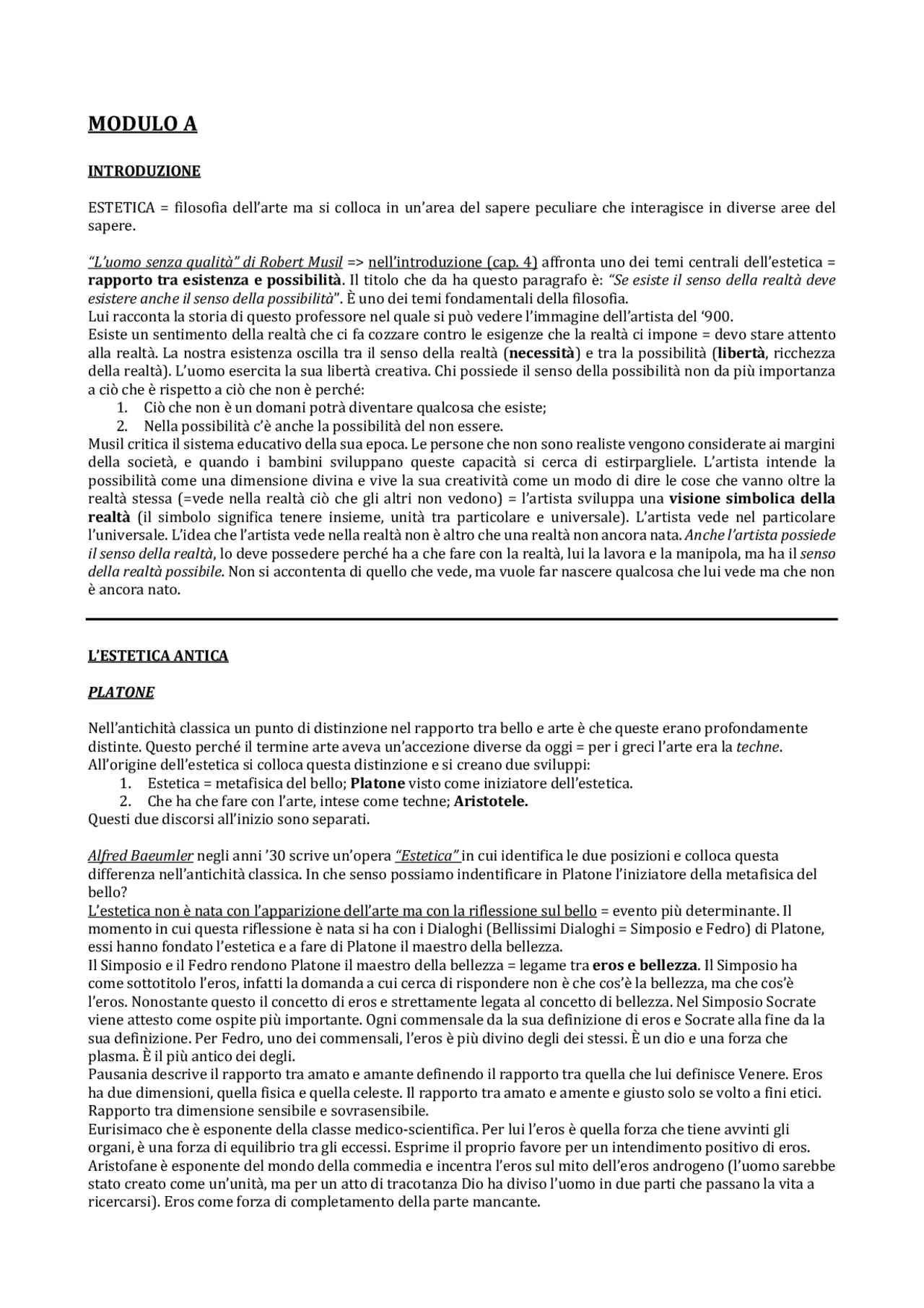 I Classici Dellestetica Più Appunti Docsity