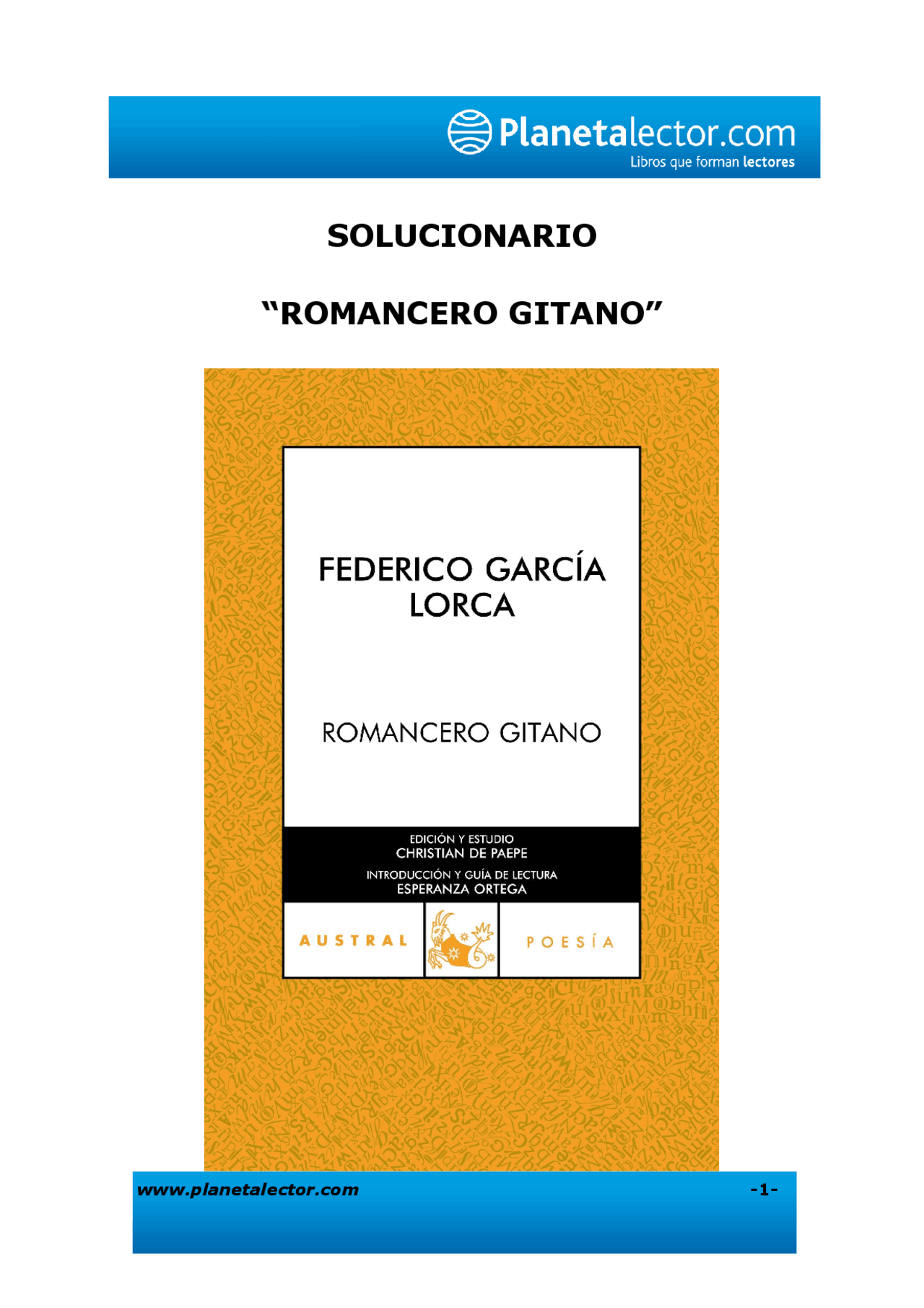 Solucionario romancero gitano - Docsity