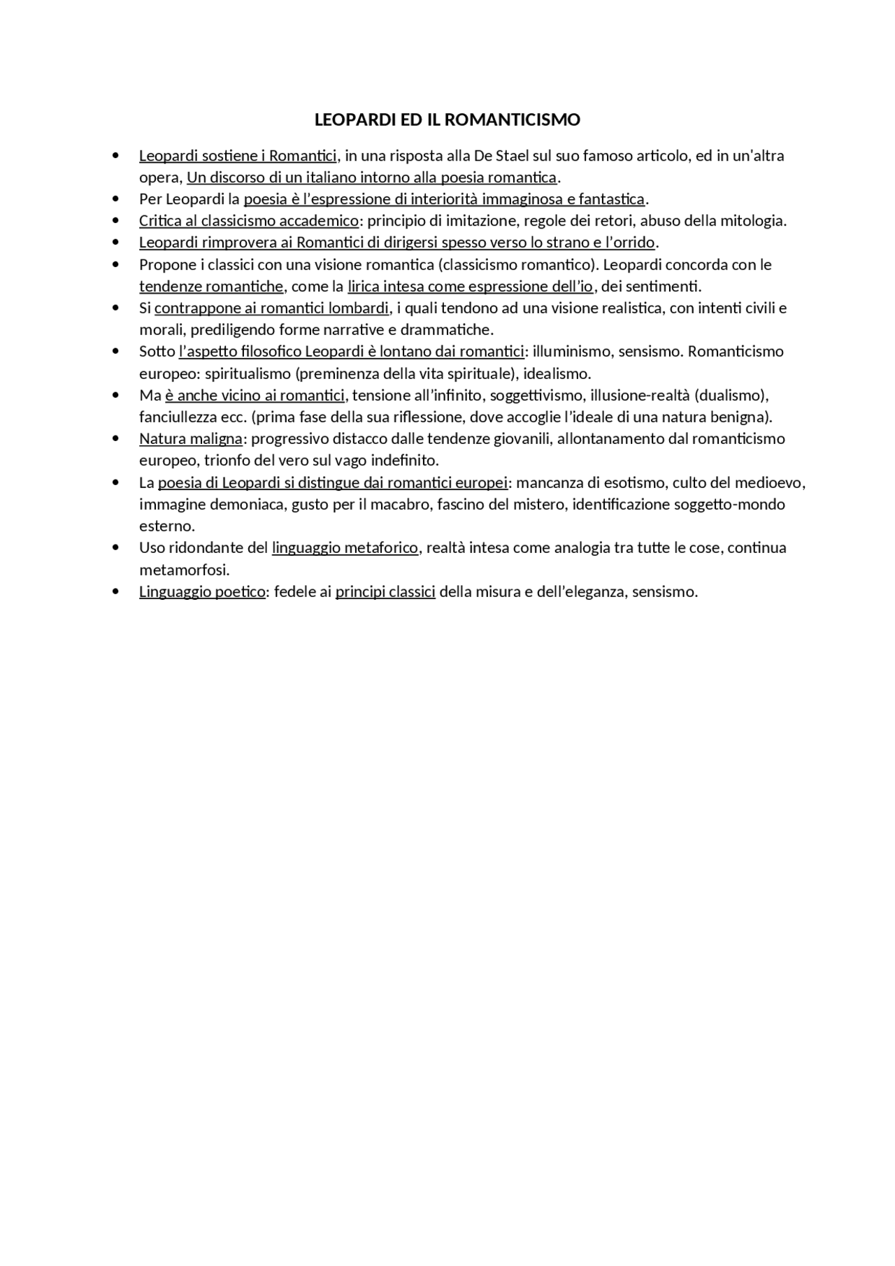 Analisi del rapporto di Leopardi con il romanticismo - Docsity