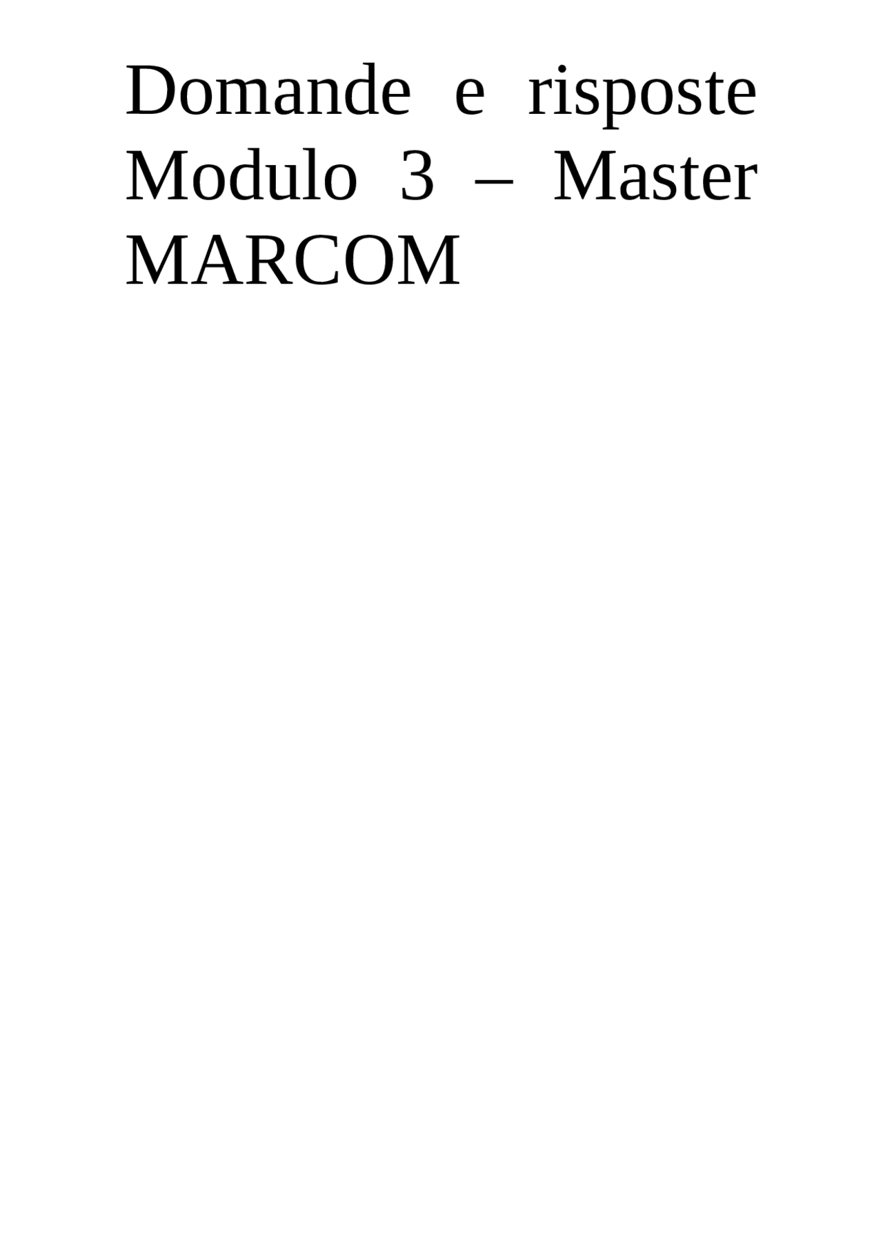 Risposte Test Modulo 3 Master Marcom Docsity