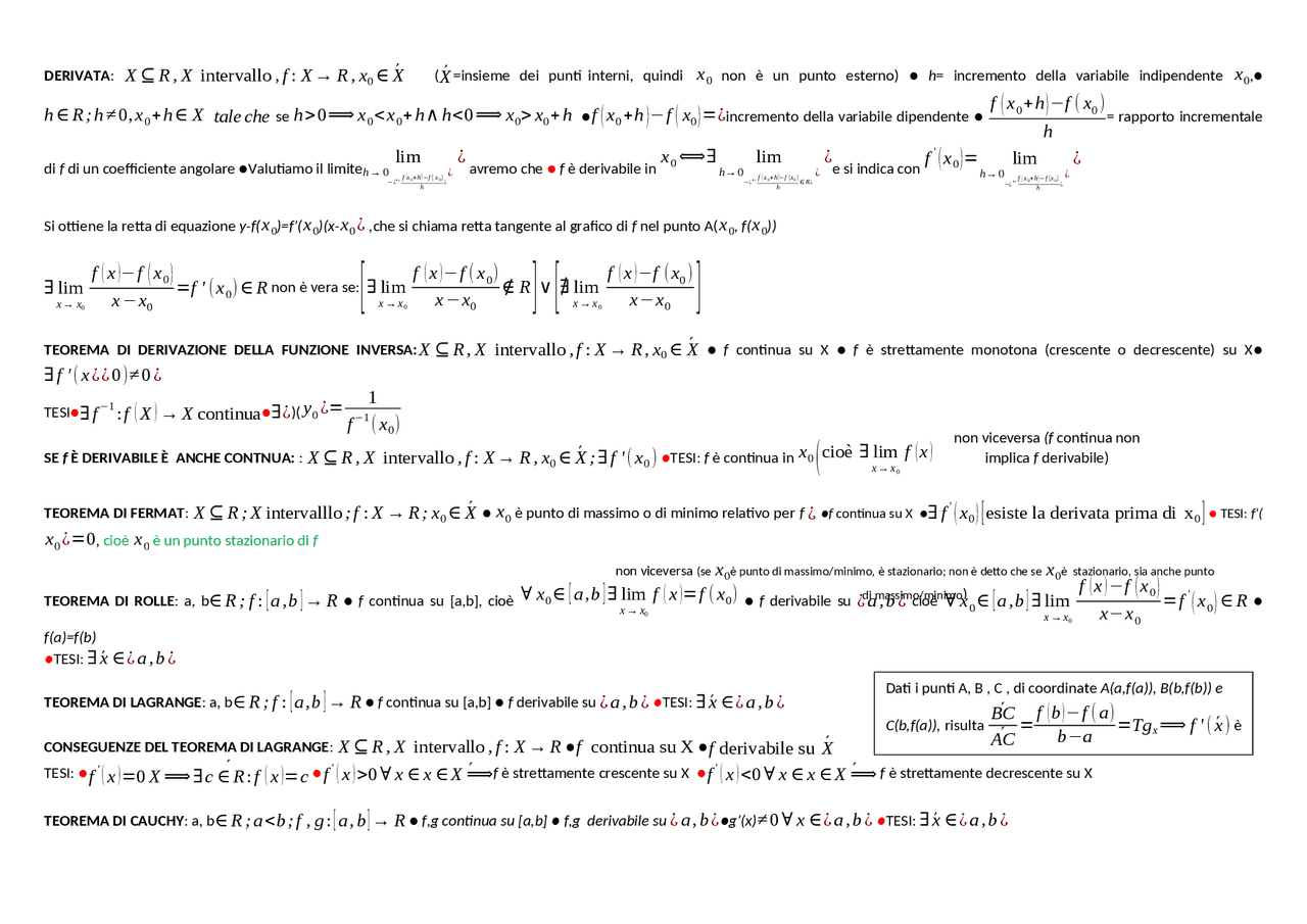 Derivate di funzioni matematica - Docsity