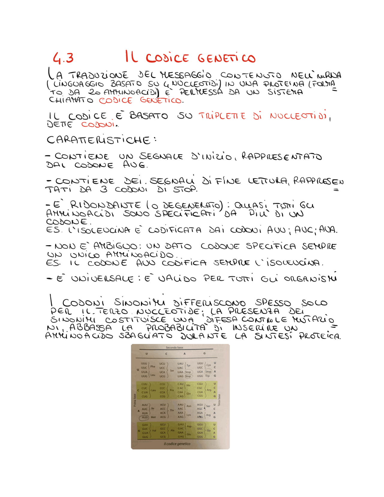 Biologia molecolare: il codice genetico. - Docsity