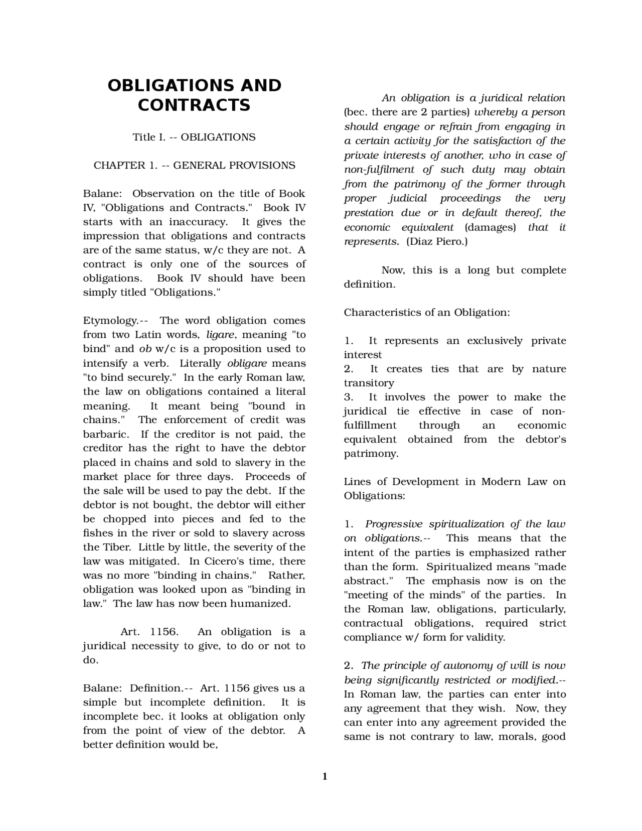 Law1 Obligation And Contracts Docsity