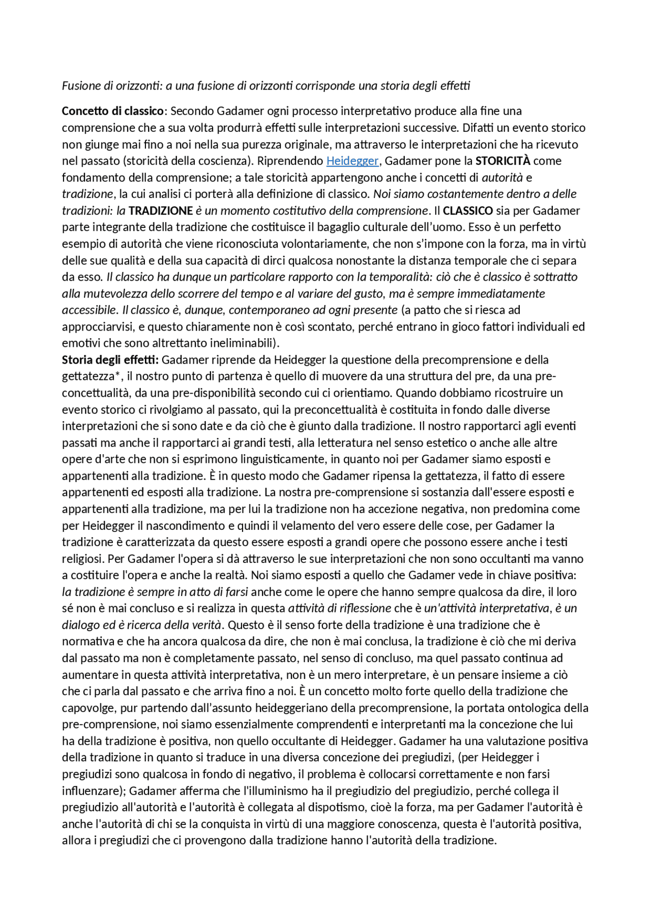Appunti Di Filosofia Su Gadamer Docsity