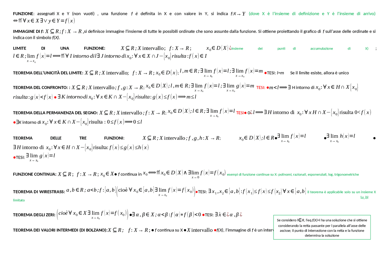 Funzioni matematica - Docsity