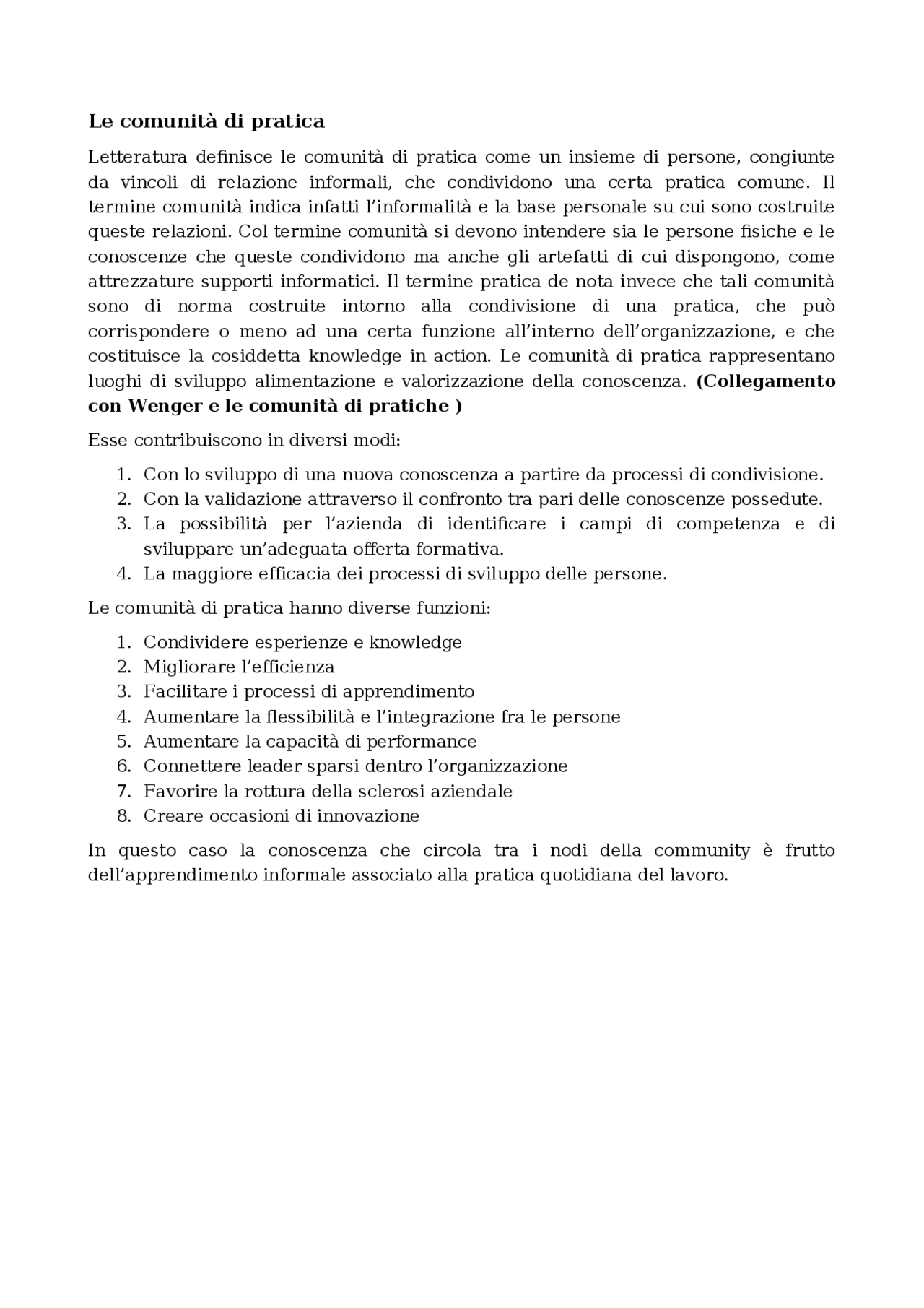Le Comunità Di Pratica Docsity