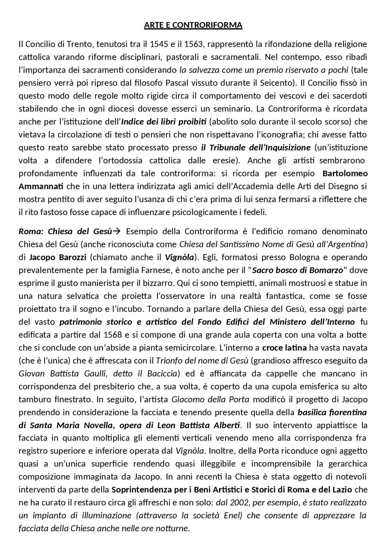 Arte E Controriforma Docsity