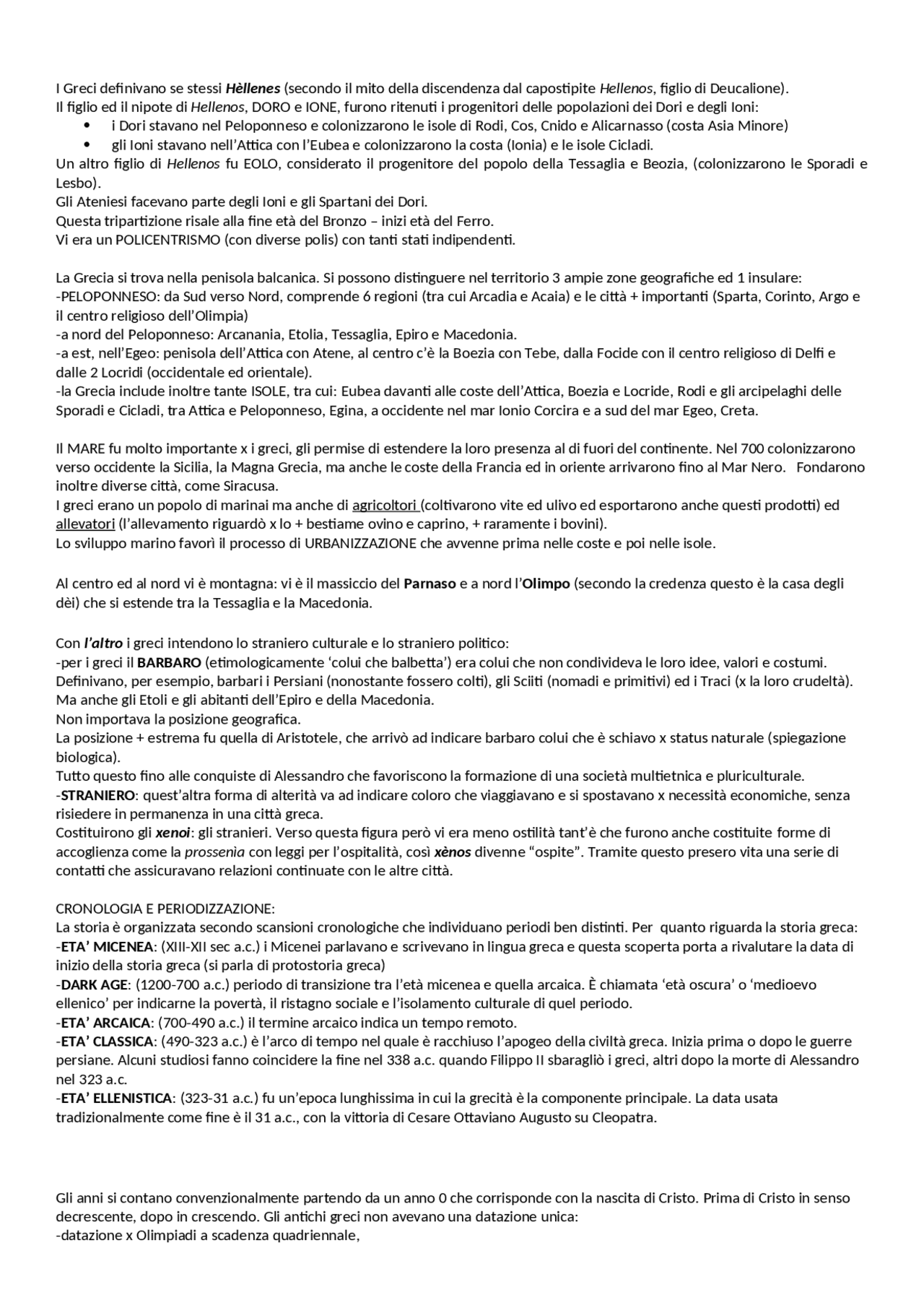 Riassunto Cap 1 3 Il Mondo Dei Greci Docsity