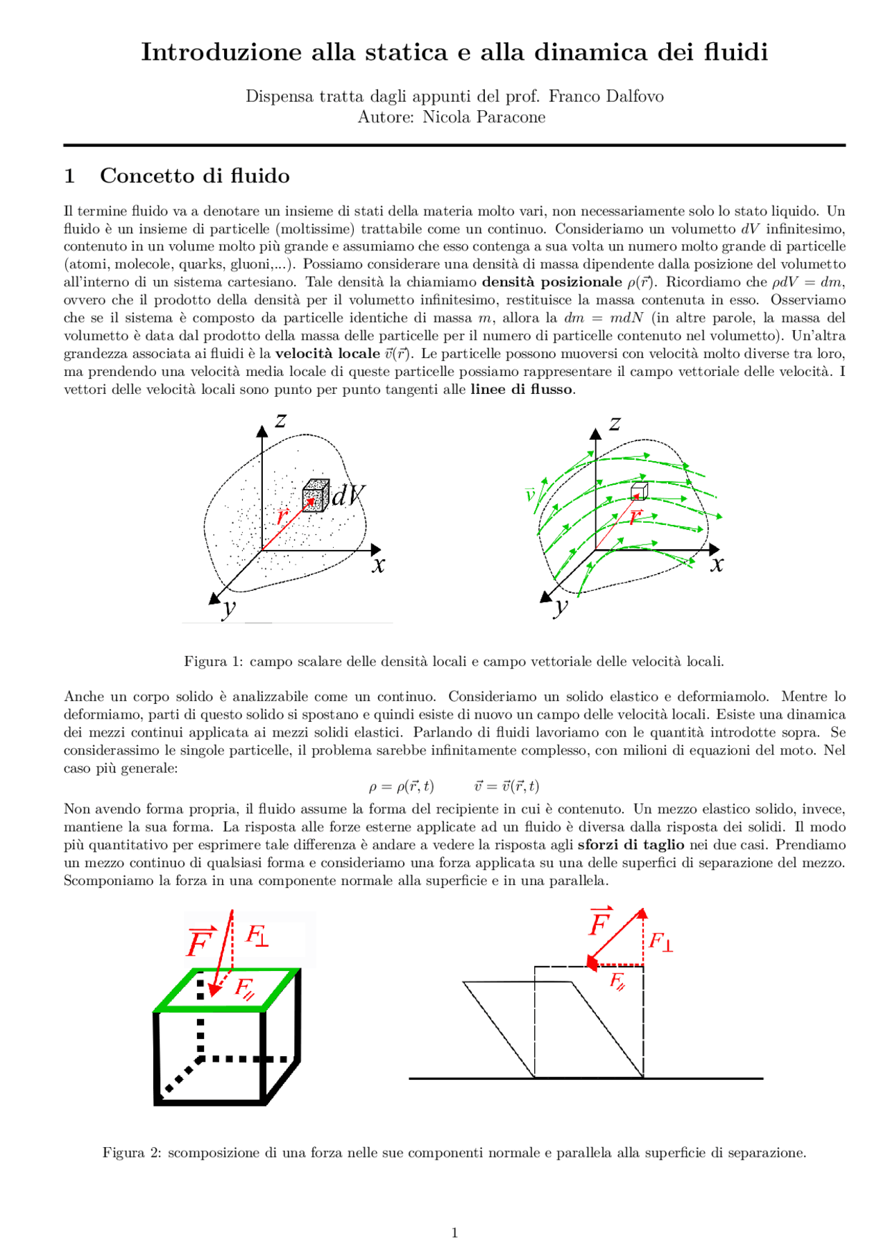 Introduzione a fisica dei fluidi - Docsity