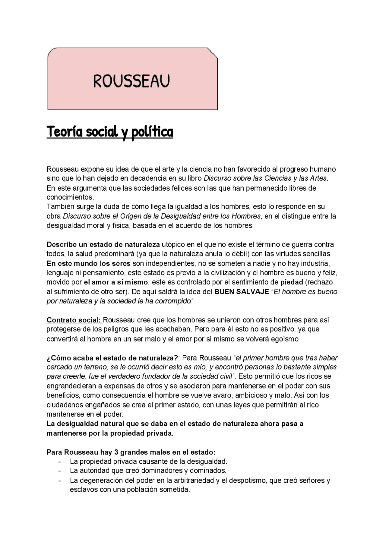Apuntes Rousseau 2 De Bach Apuntes De Historia De La Filosofía Docsity