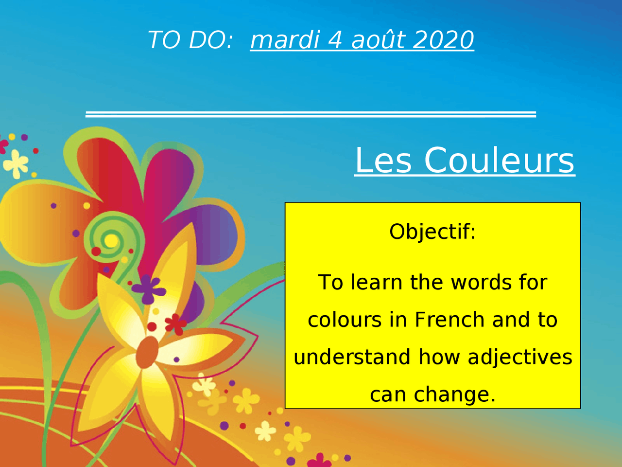Les couleurs, enseigner les couleurs - Docsity