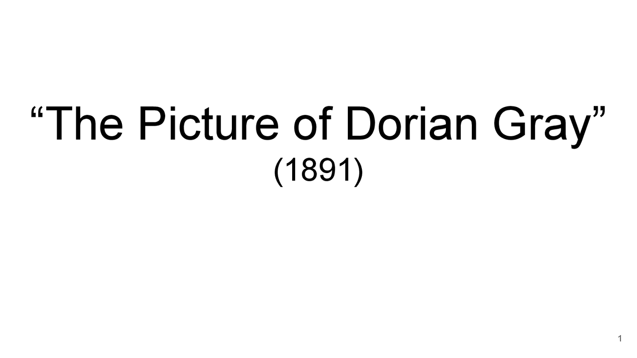 The Picture Of Dorian Gray Docsity