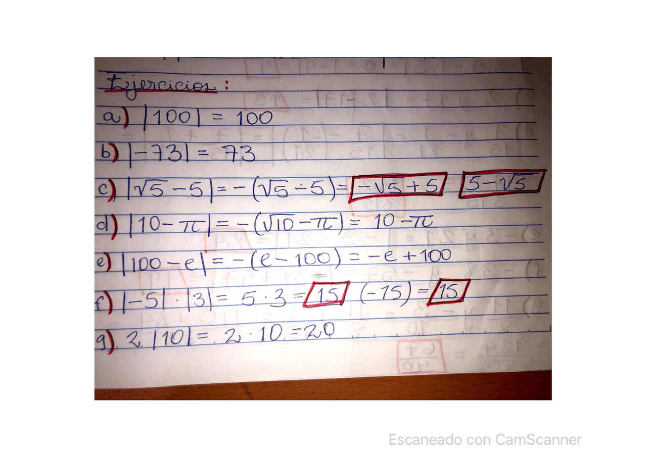 Ejercicios resueltos de valor absoluto - Docsity