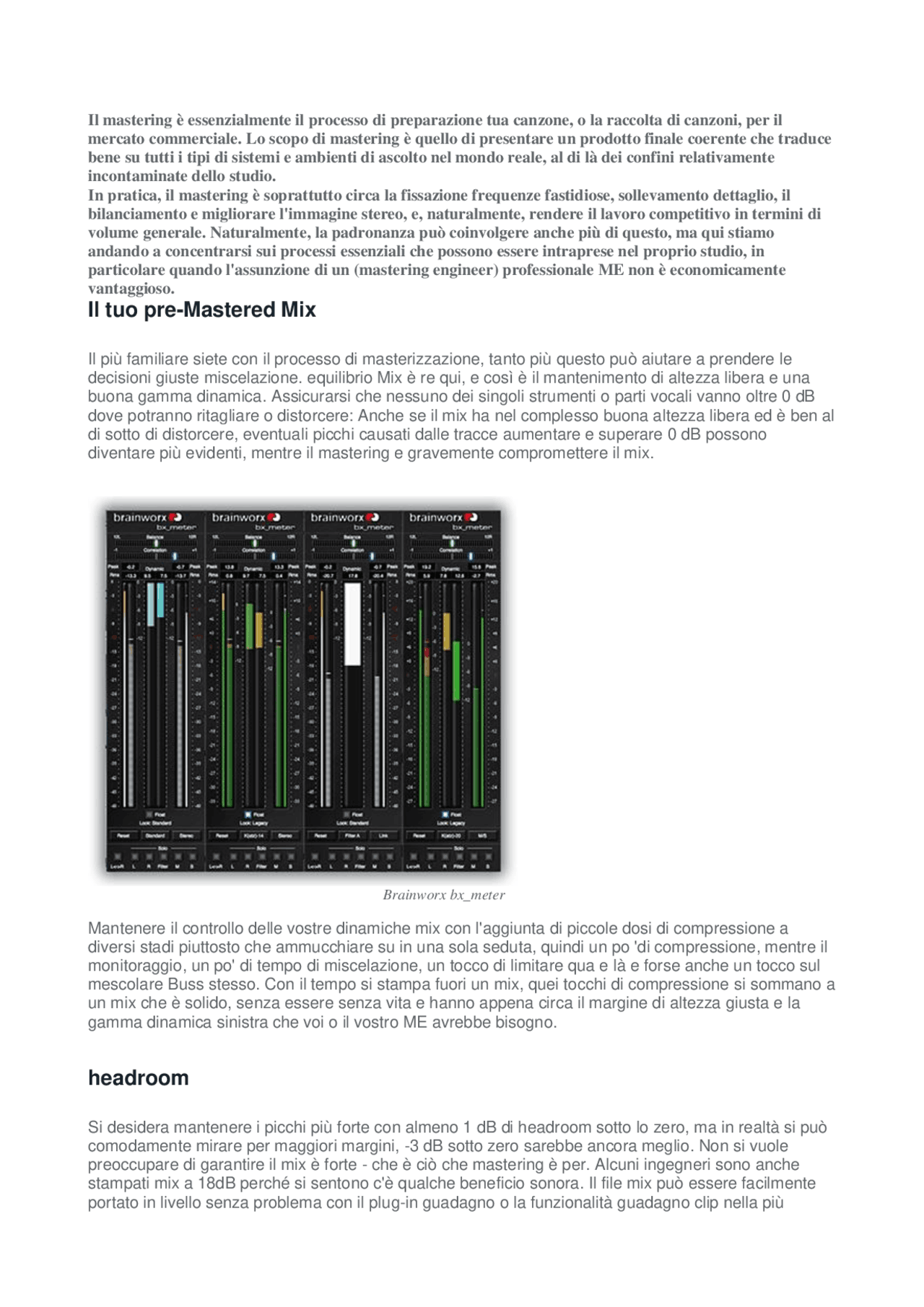 Il Mastering Digitale Docsity