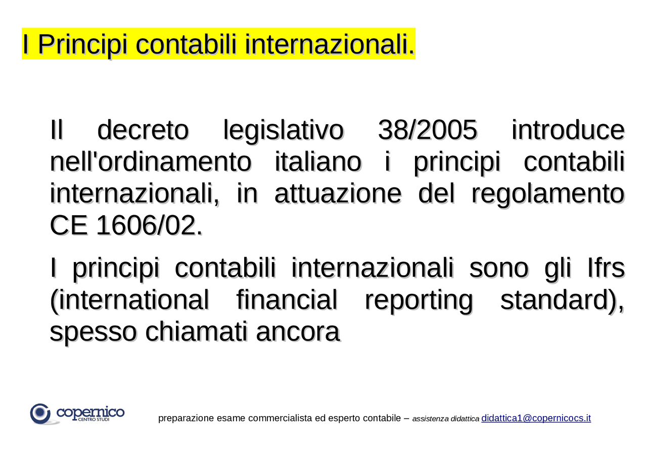Principi Contabili Internazionali Docsity