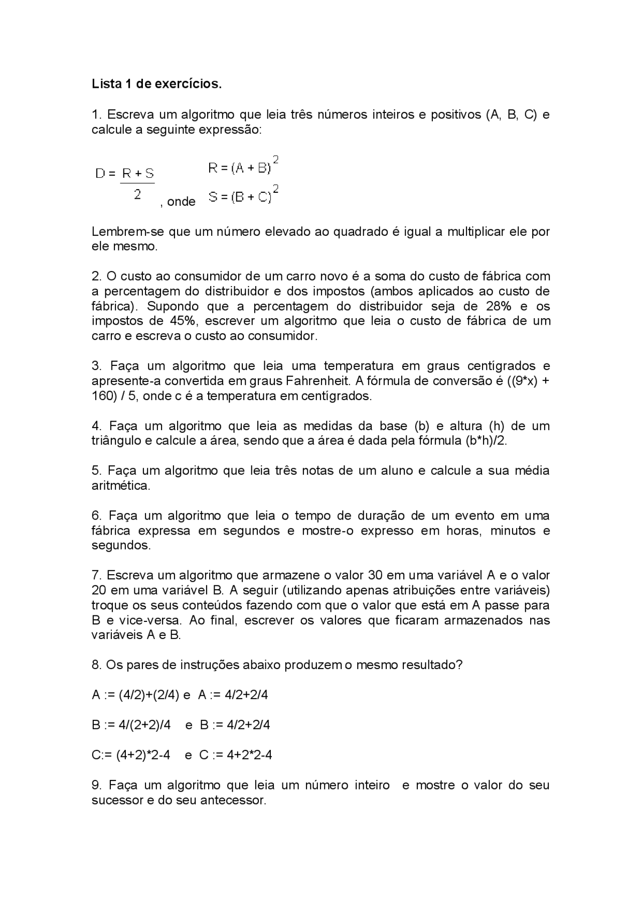 Algoritmos 4 - Fácil compreensão - Docsity
