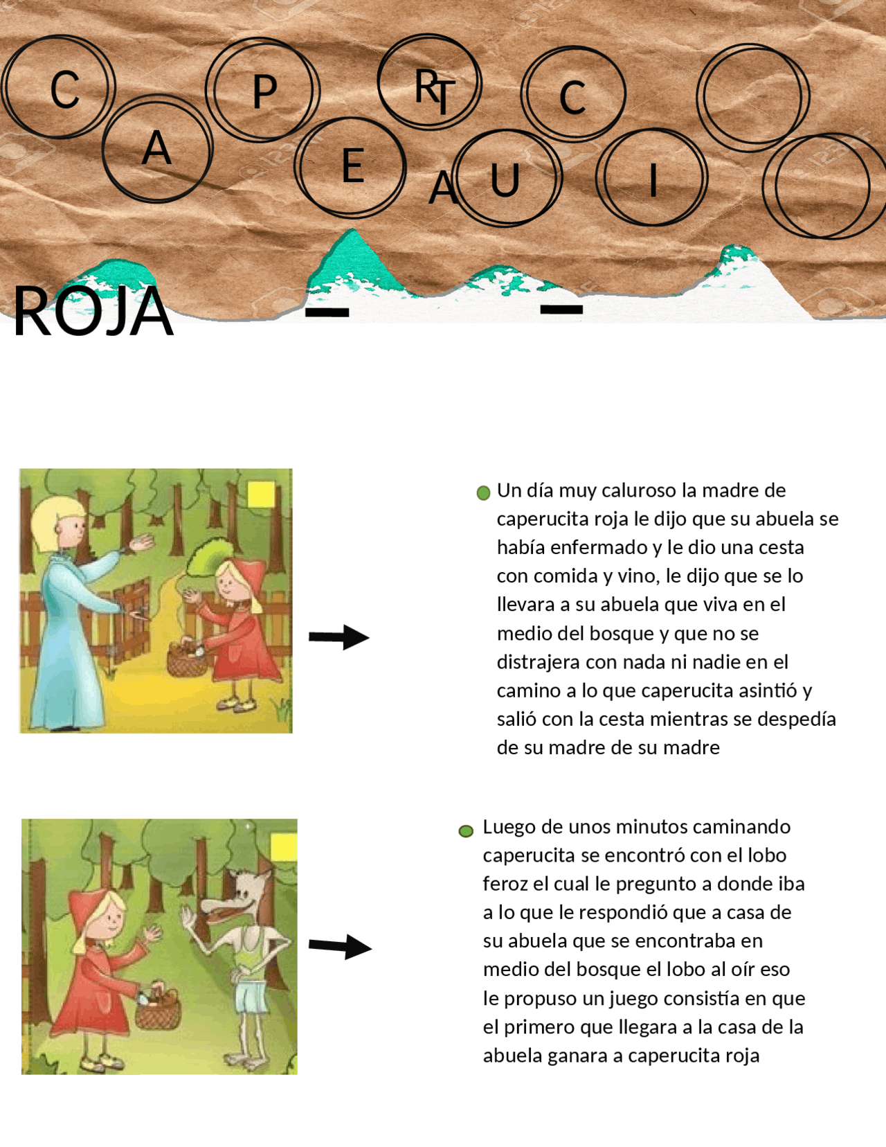 Caperucita roja | Exercises of Spanish | Docsity
