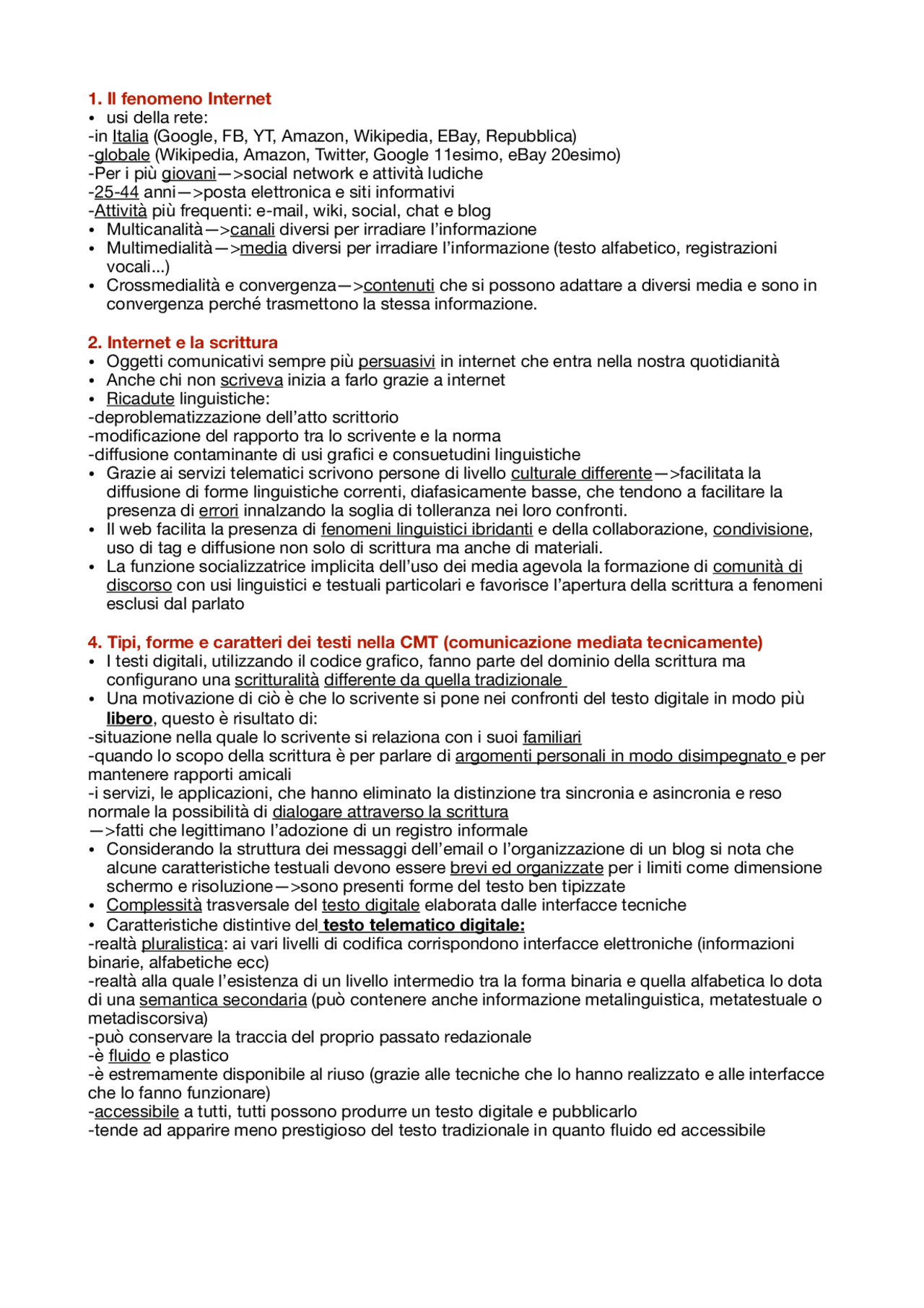 Italiano In Rete Parole Chiave Docsity