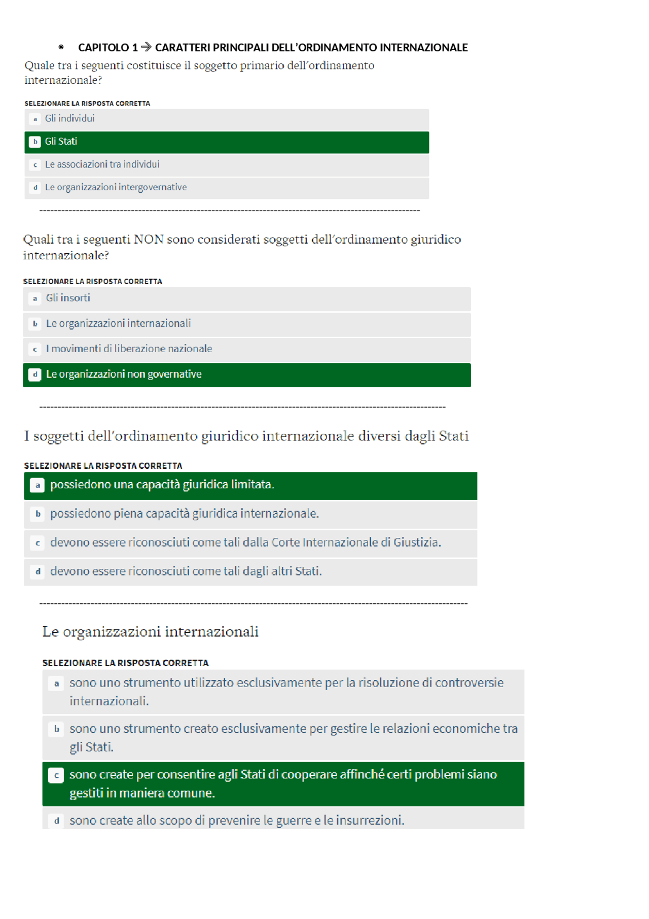 Quiz Diritto Internazionale Antonio Cassese Docsity