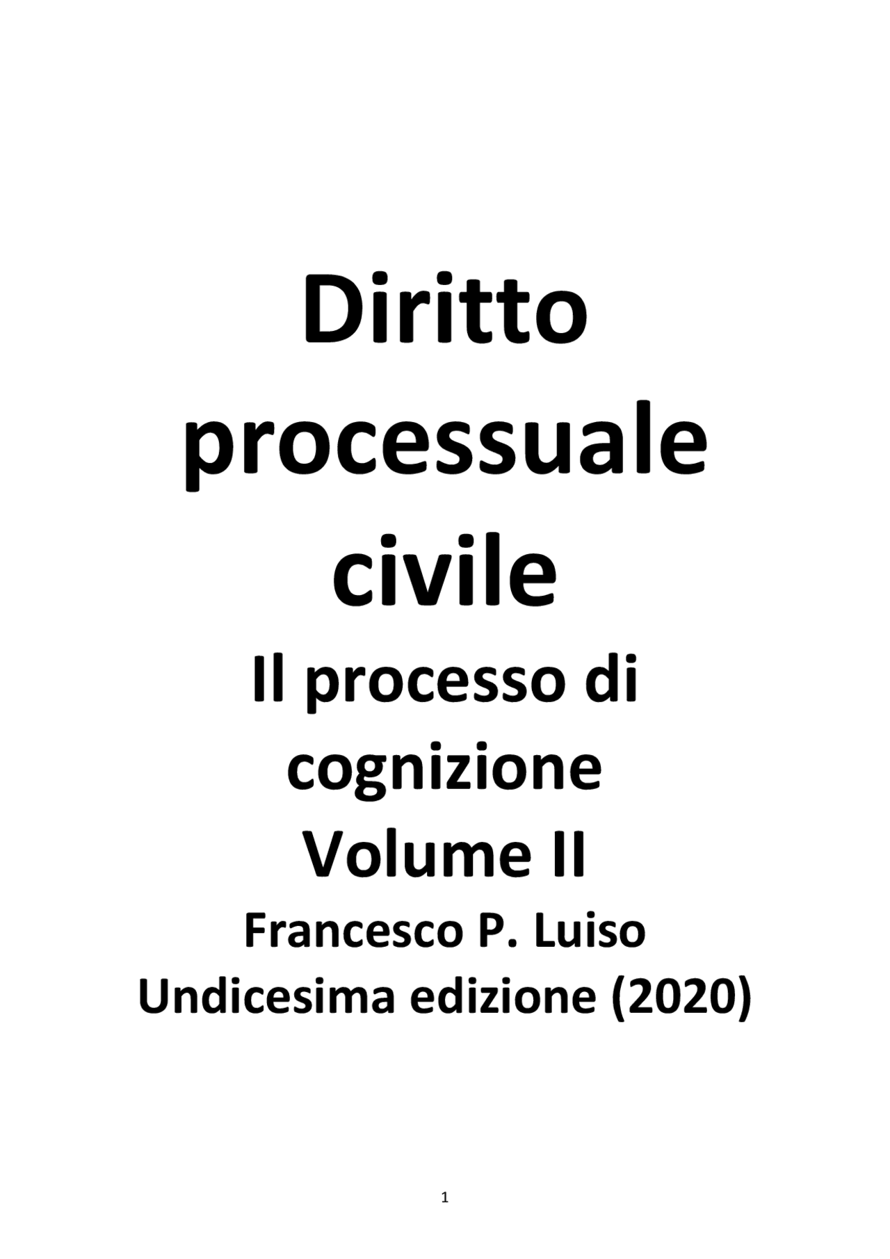 Luiso Diritto Processuale Civile Volume 2 Il Processo Di