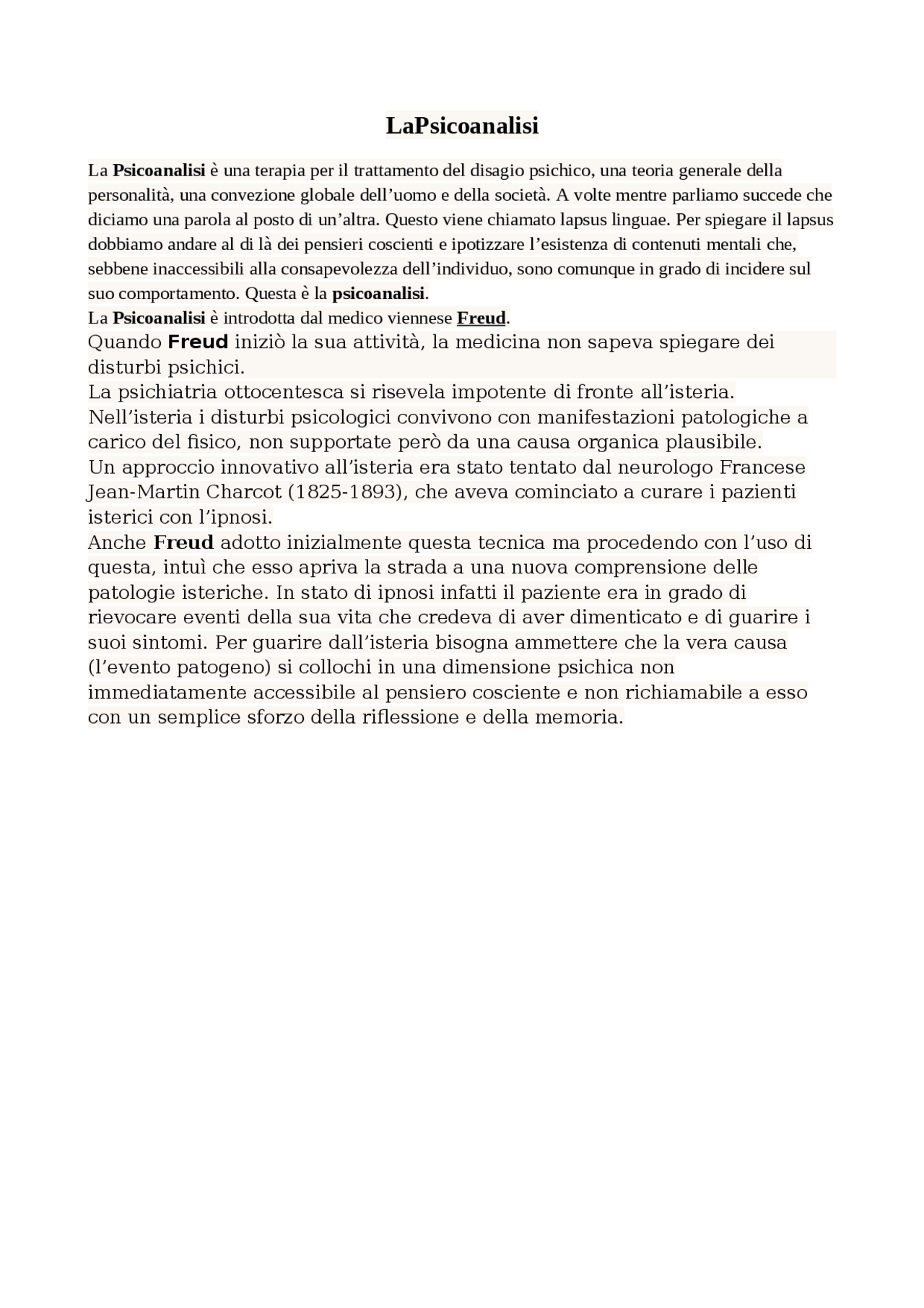 La Psicanalisi Di Freud Riassunto Breve Docsity