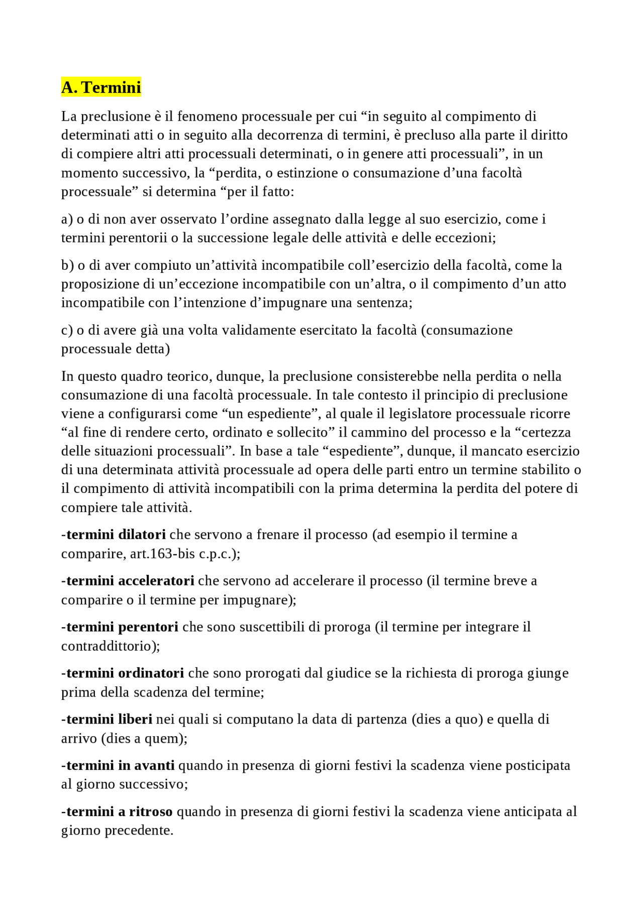 Diritto processuale civile prima parte - Docsity