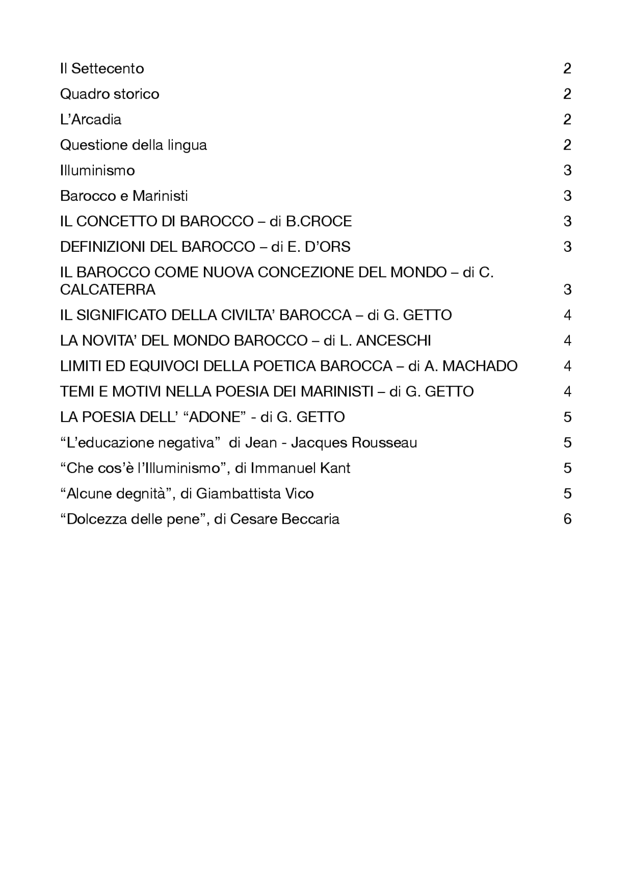 Il settecento: Arcadia, Illuminismo, Barocco, Marinismo e Principali esponenti | Temi di ...