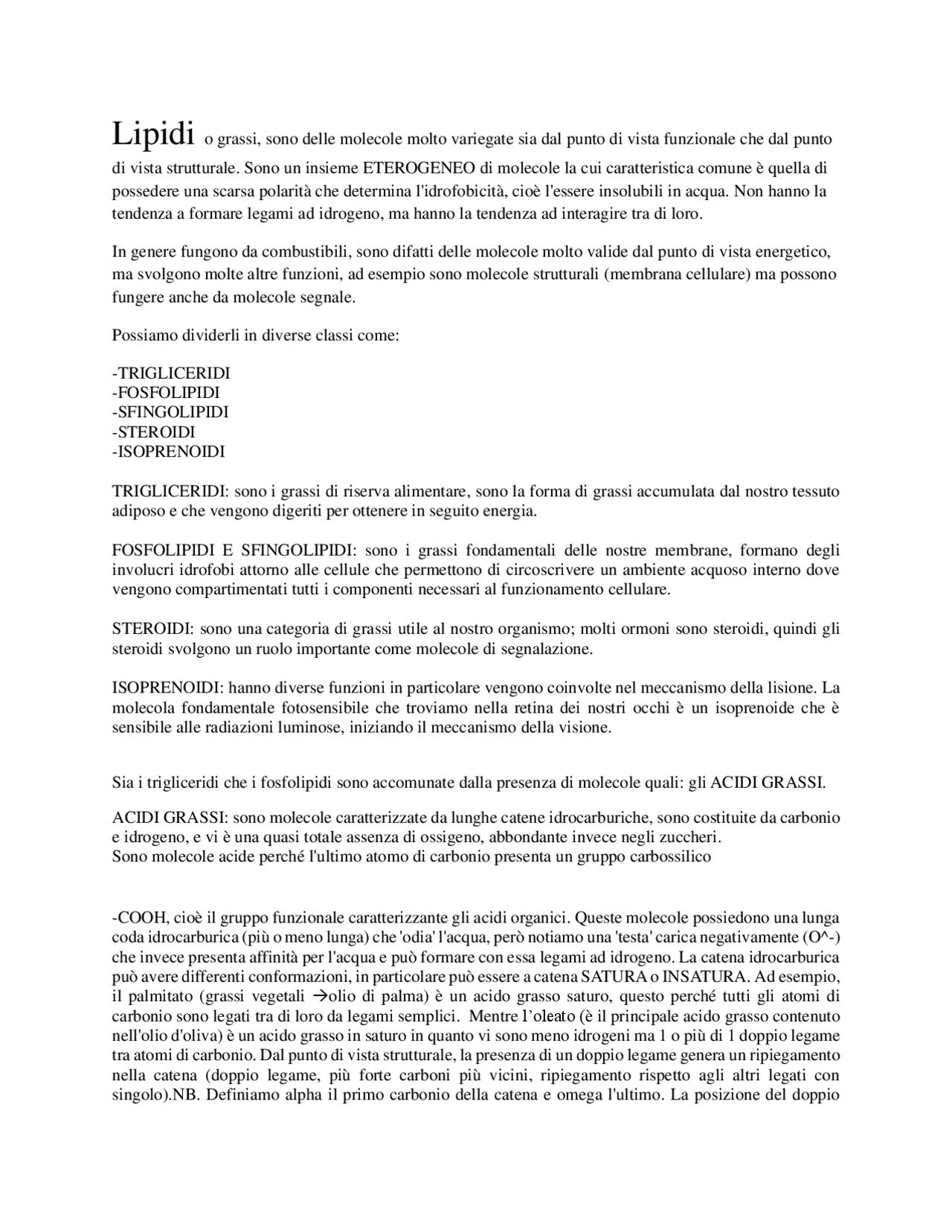 Lipidio Grassi Gruppo Eterogeneo Di Molecole Docsity