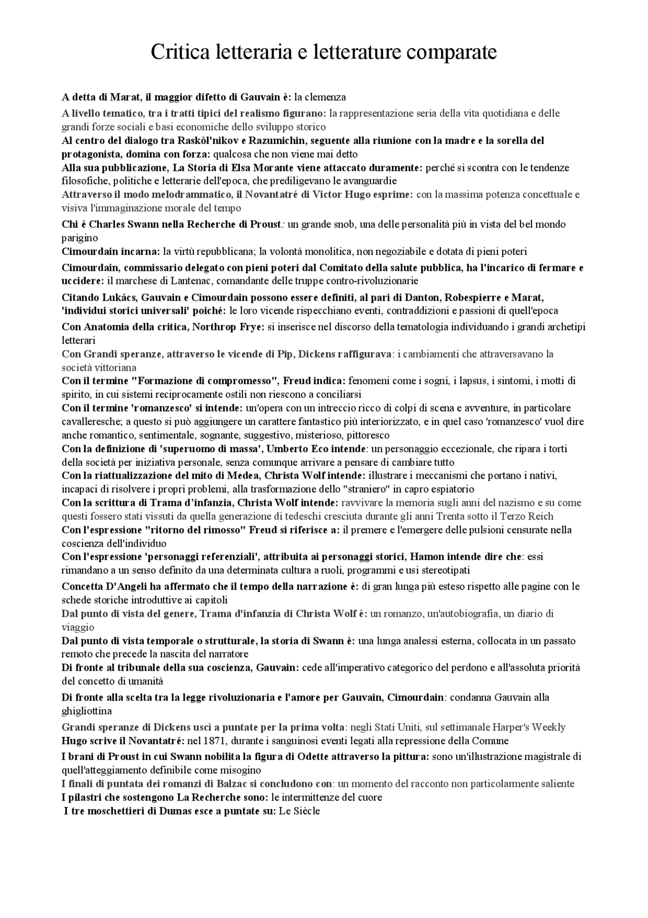 CRITICA LETTERARIA E LETTERATURE COMPARATE - UNIPEGASO - 2021 | Prove d'esame di Letterature ...