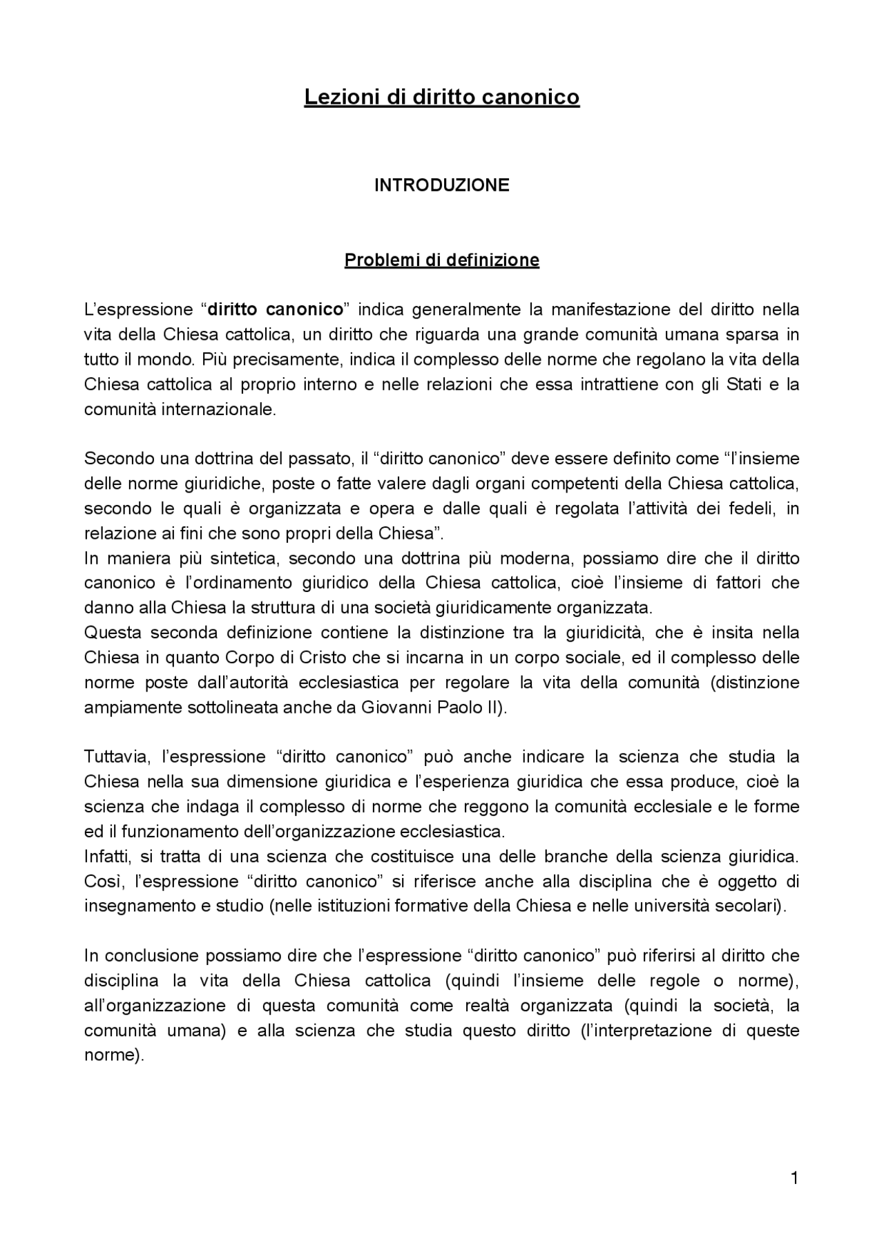 Lezioni Di Diritto Canonico Docsity