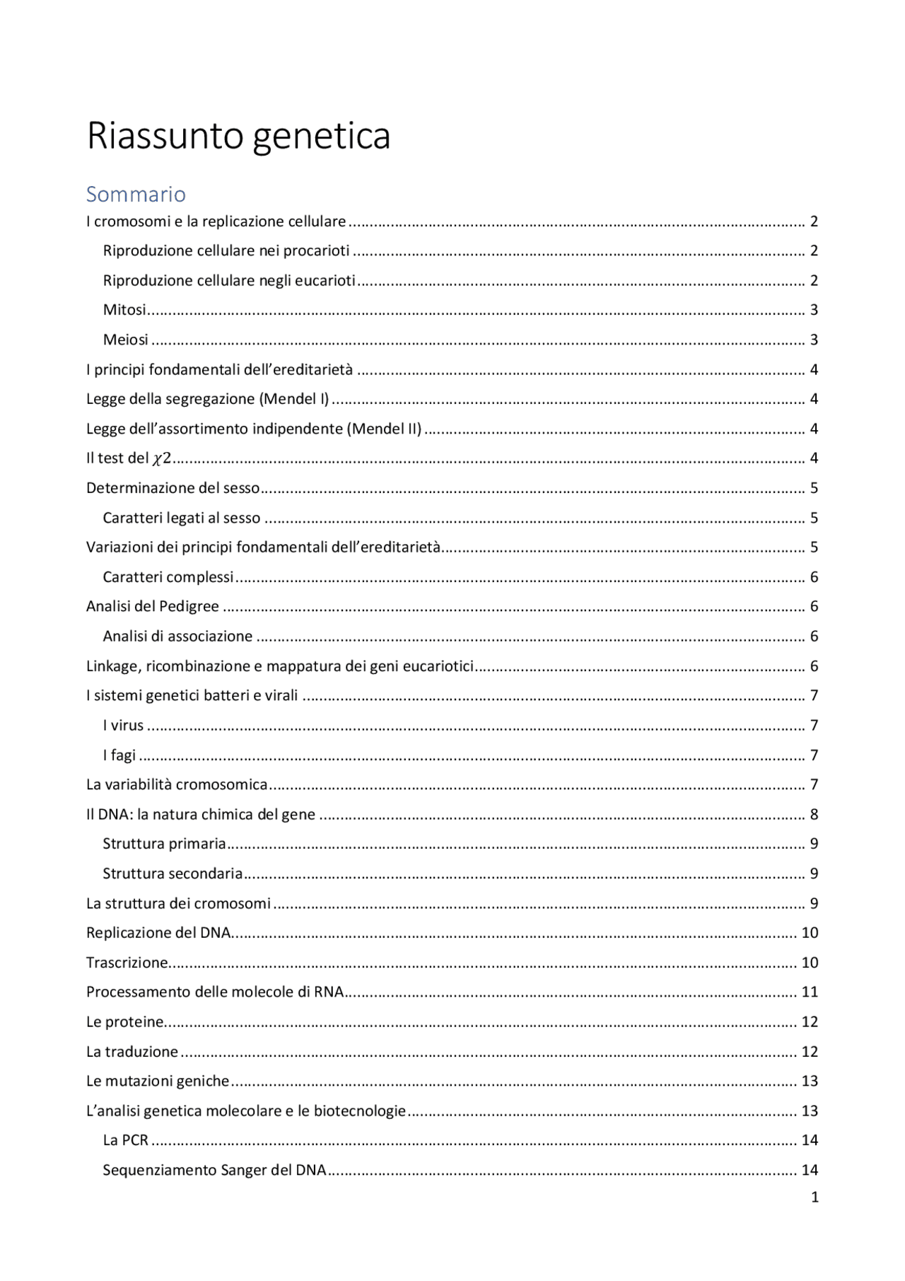 Riassunto Di Genetica Modulo Di Biologia Docsity