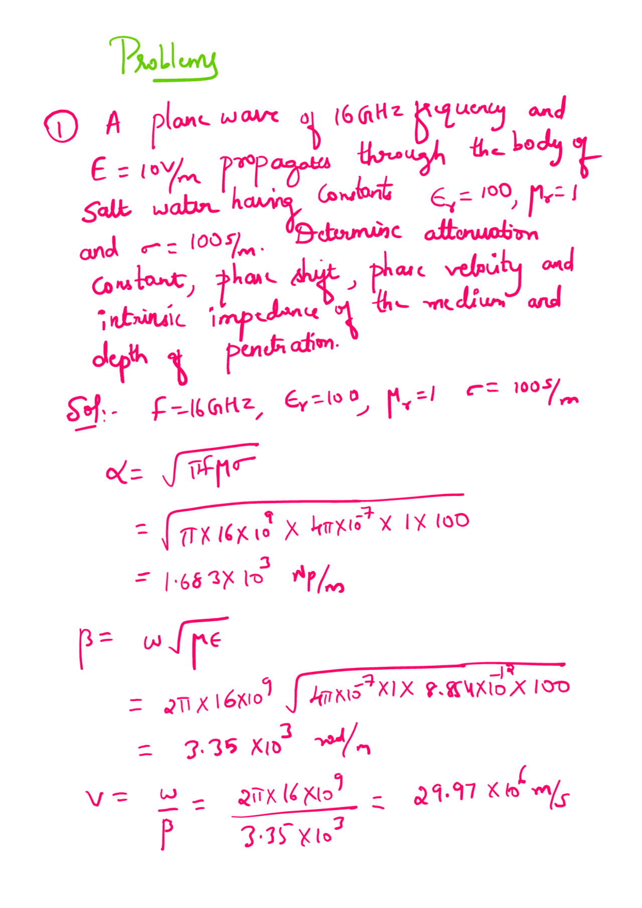 Electromagnetic Waves Problem 5 Docsity
