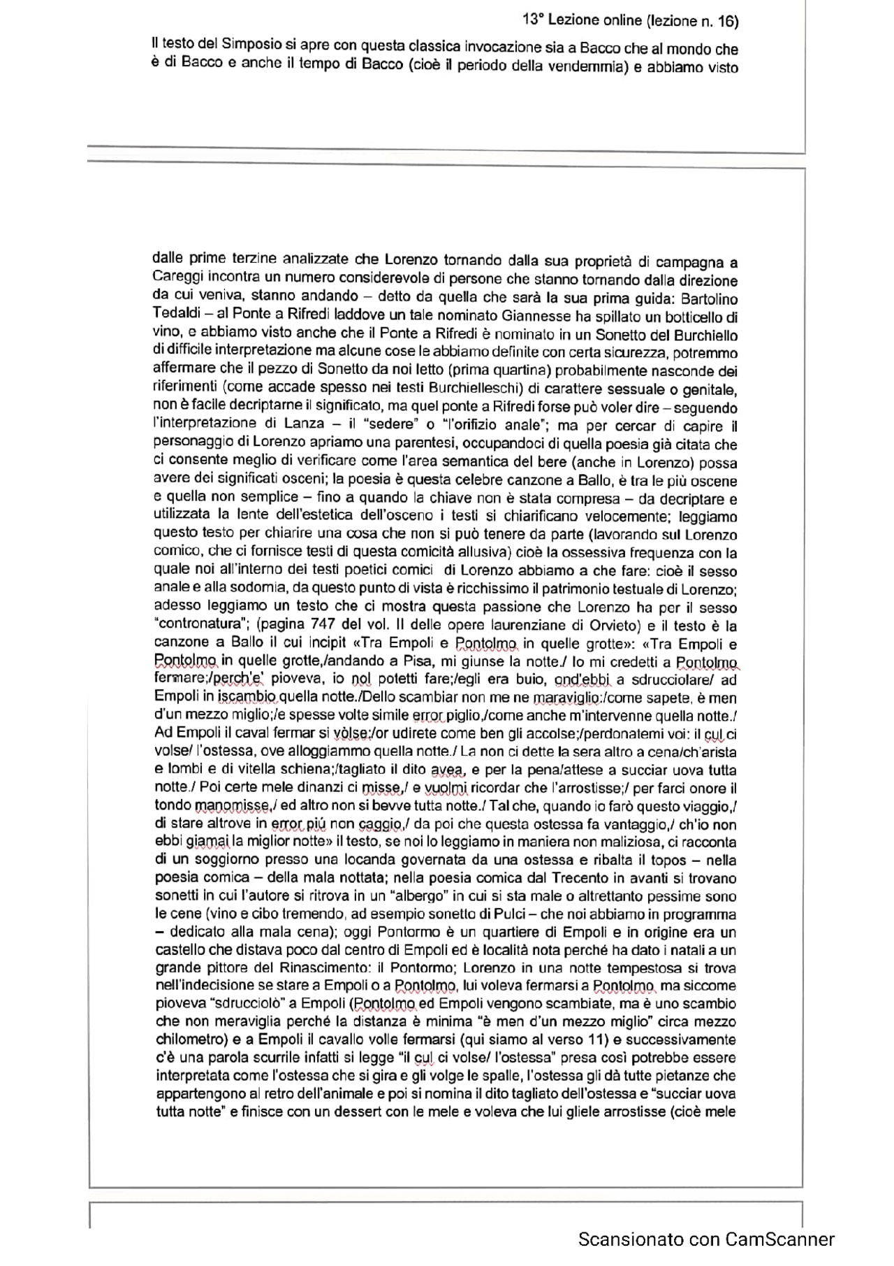 Lezione Sul Simposio Di Lorenzo De Medici Docsity